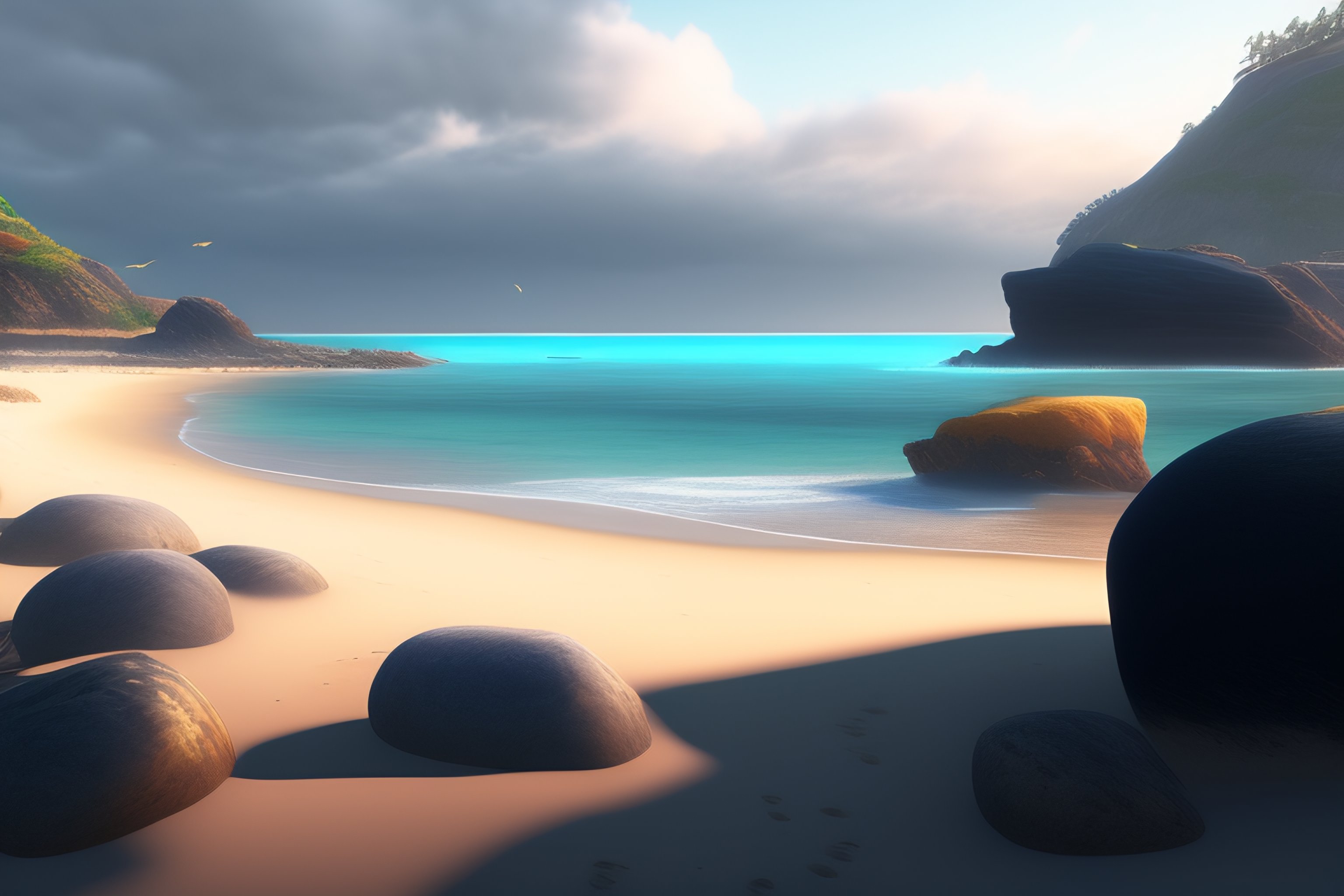 Lexica - Harbour beach landscape vista concept art, 16k resolution ...