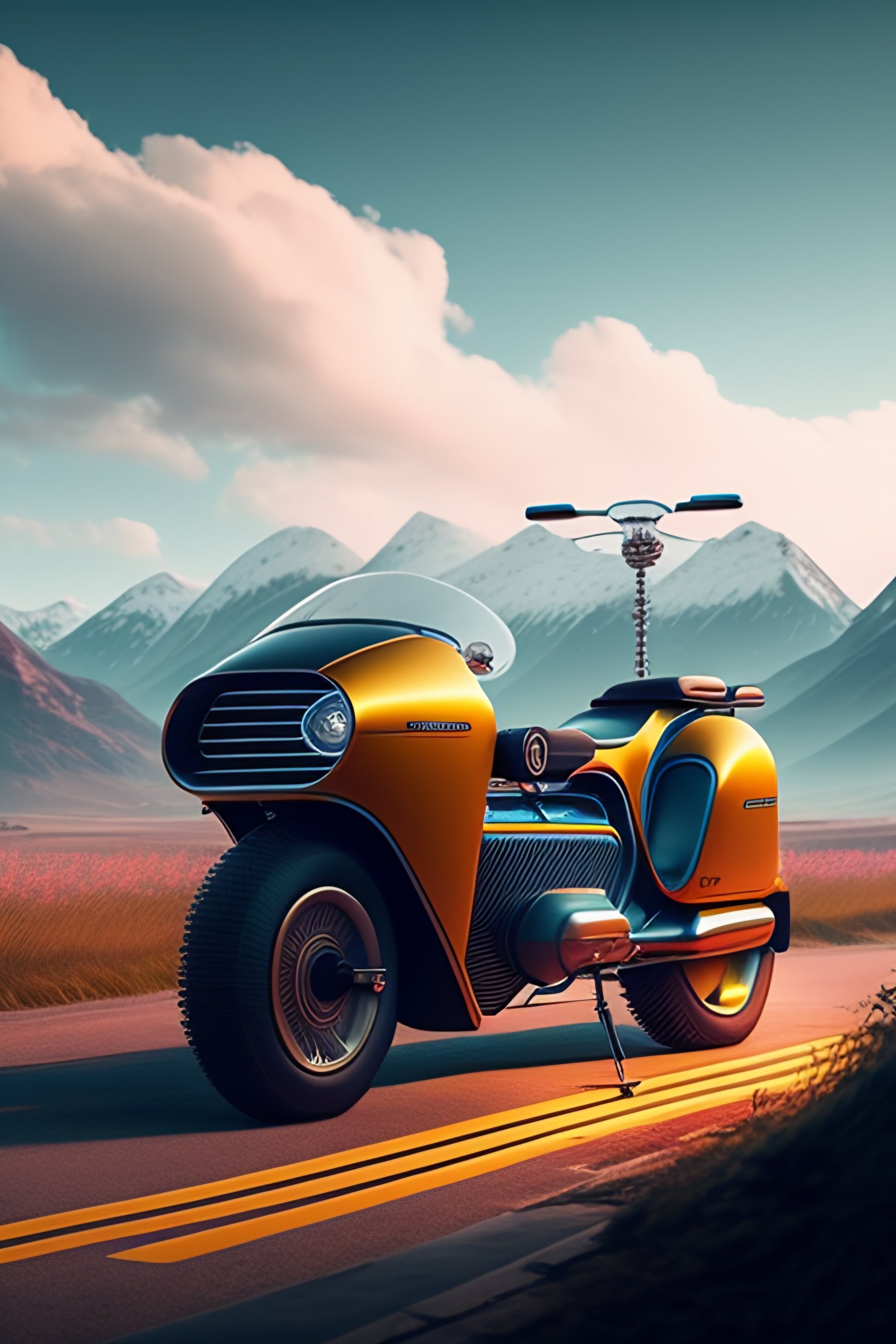 Lexica - Simon stalenhag,8k resoultion,hyper realstic , motorcycle