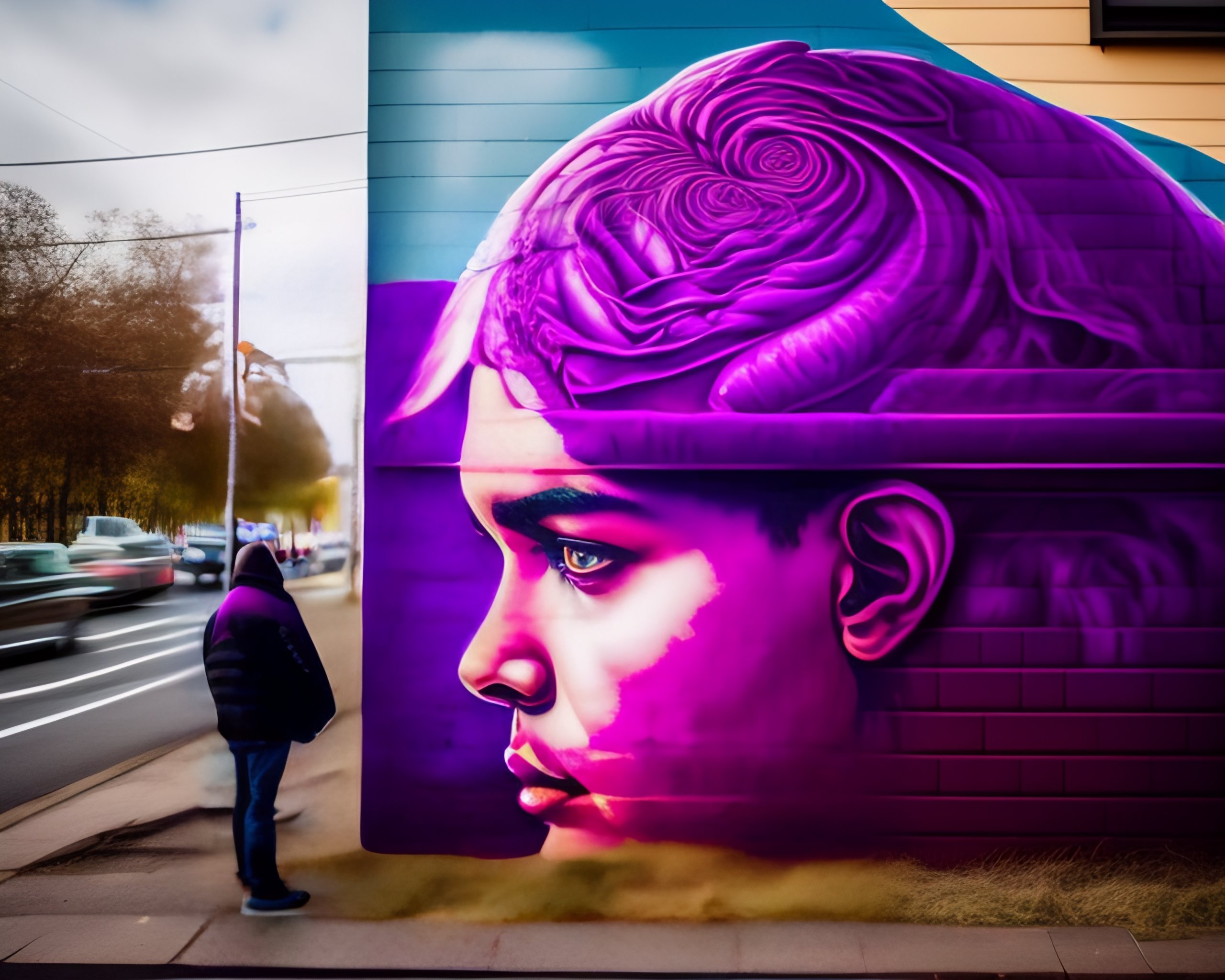 Lexica - Red cabbage, human head, street, graffiti,