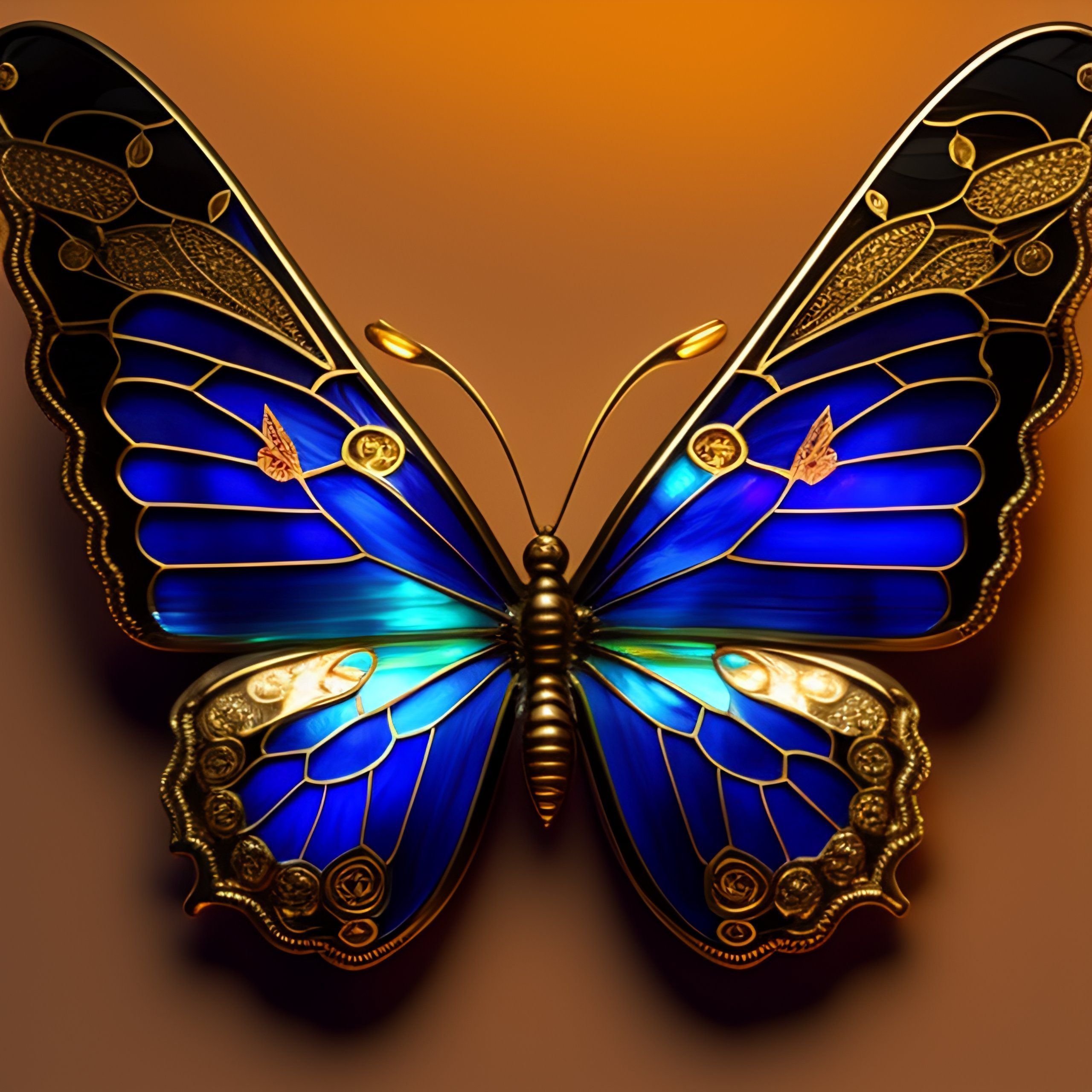 Lexica - Large symmetrical butterfly pendant with wings of backlit ...