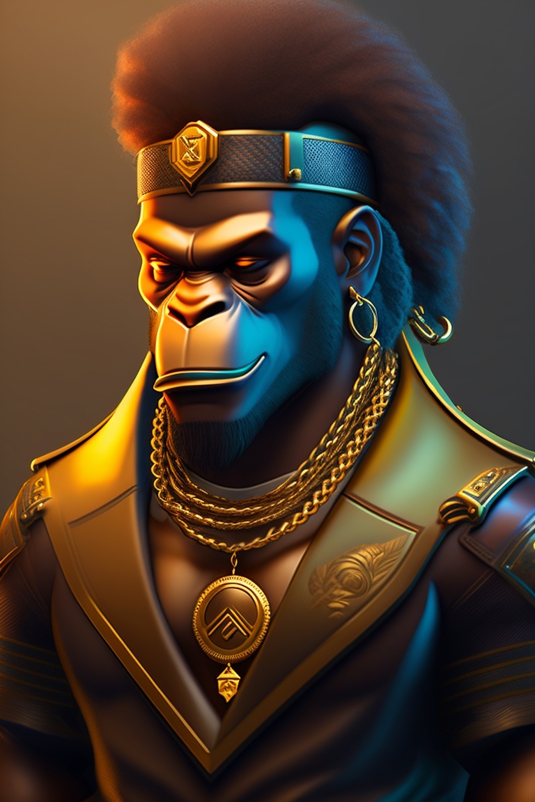 Lexica - A steampunk rapper ape,cyberpunk with chains and the name Wilz ...