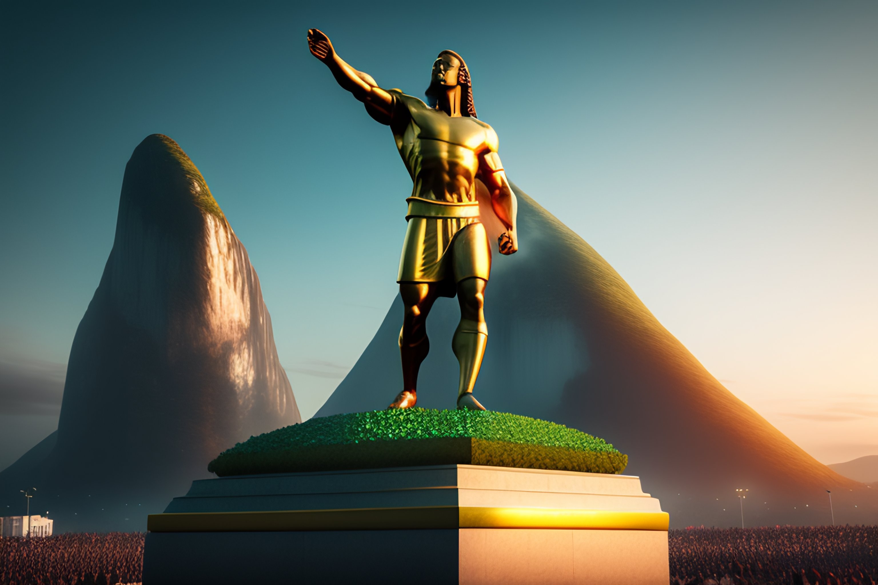 Lexica - Football player Pele statue size like Christ the Redeemer in ...