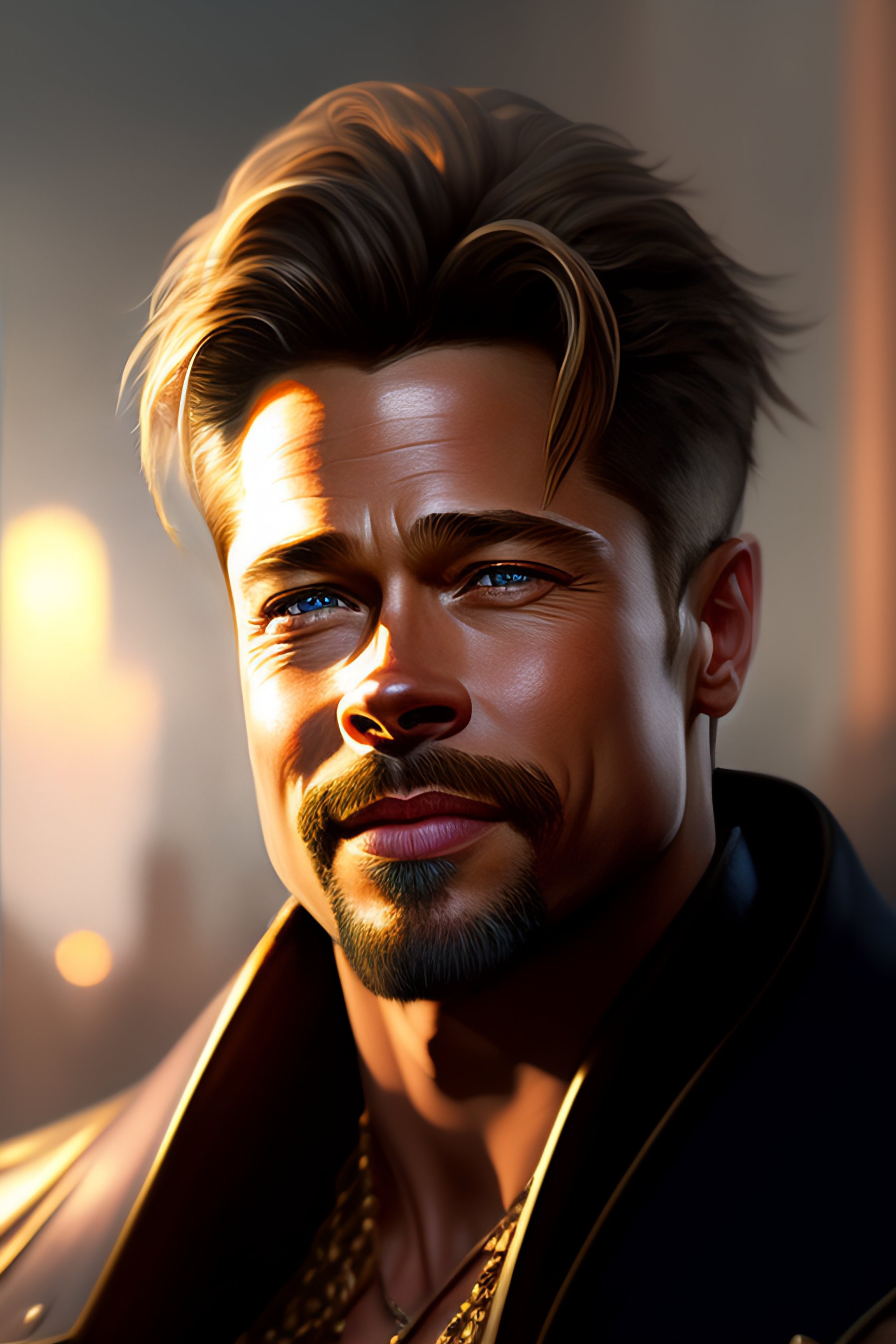 Lexica - Brad Pitt staring at the camera smirking and laughing, magic ...