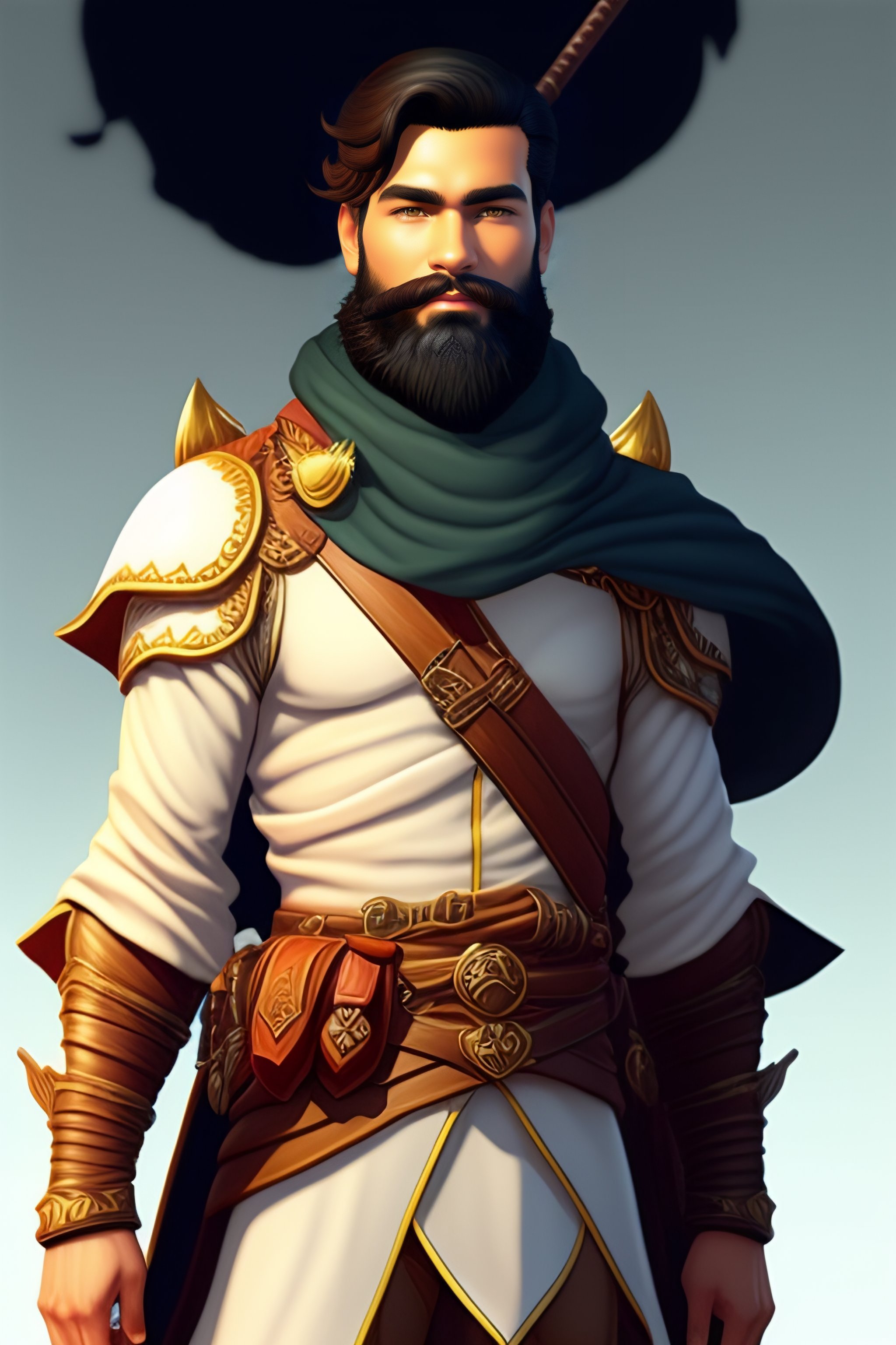 Lexica - Snoopy style detailed line art of D&D Male Human Ranger with beard