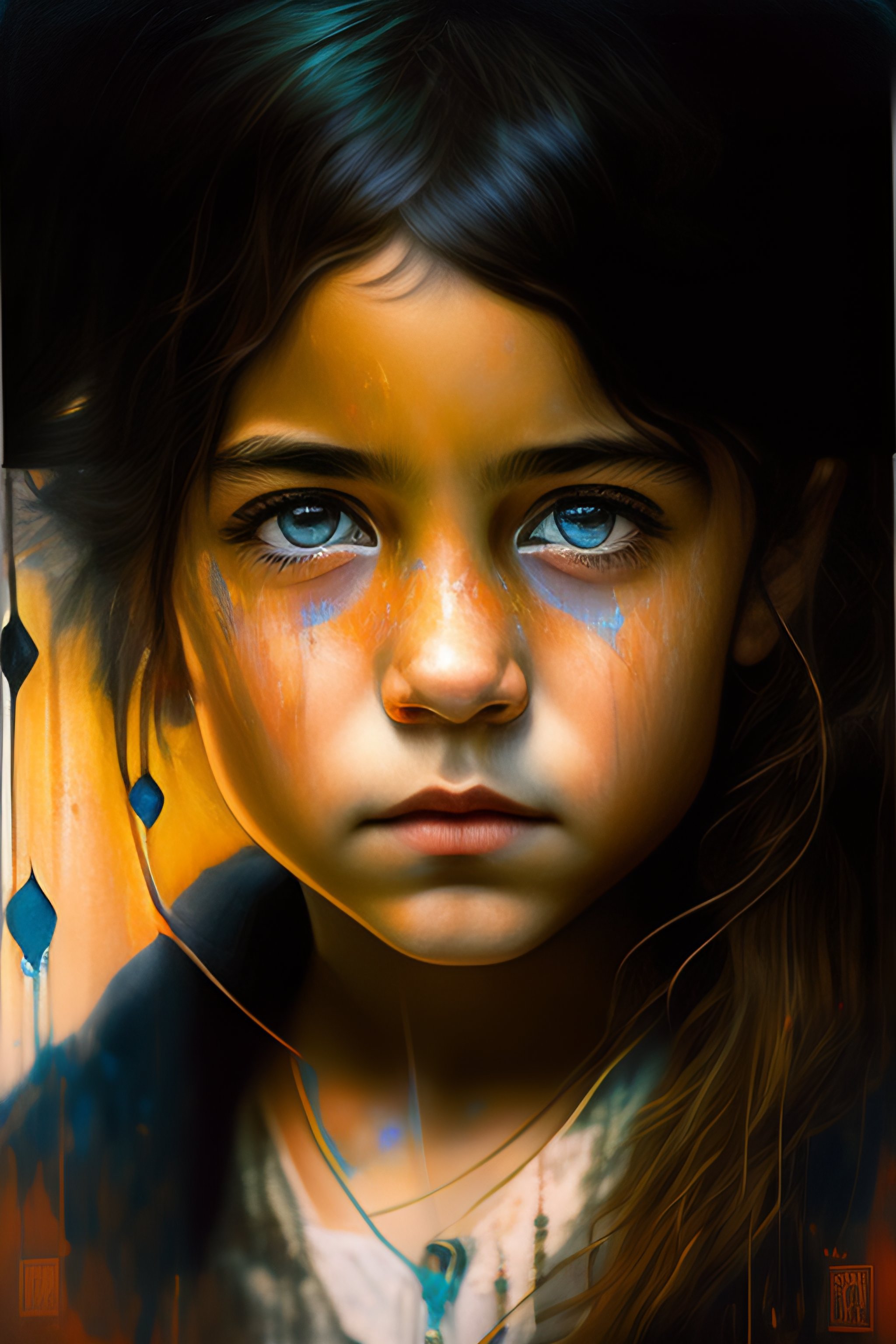 Lexica - A portrait of poor 10y old medieval peasant child with glowing ...