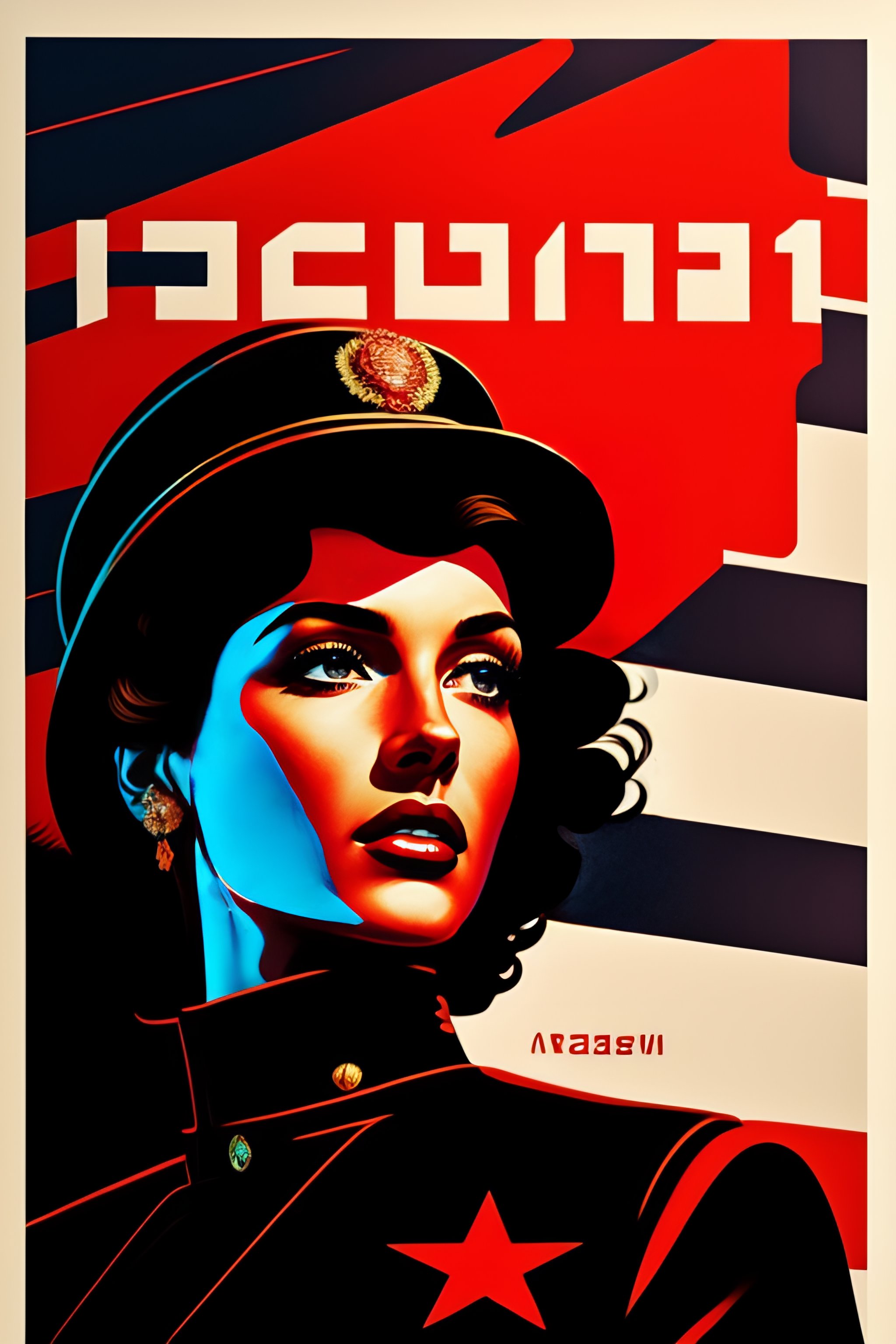 Lexica - High contrast, ussr stenciled propaganda styled but no lettering or logos, high detail ...