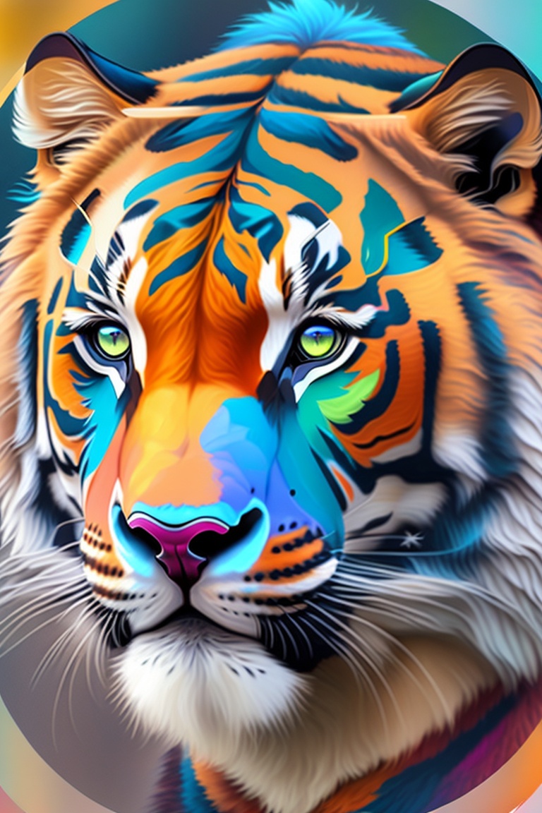 Lexica - Tiger, multicolor, mandala body, mandala face