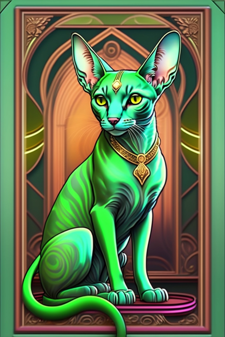 Lexica - Sphinx cat in the Art Nouveau style. greek green column ...