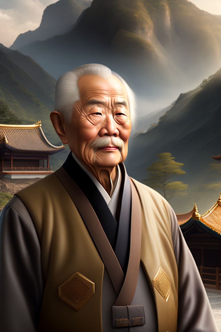 Lexica - Portrait of an old zen master and farmer man in a Chinese ...