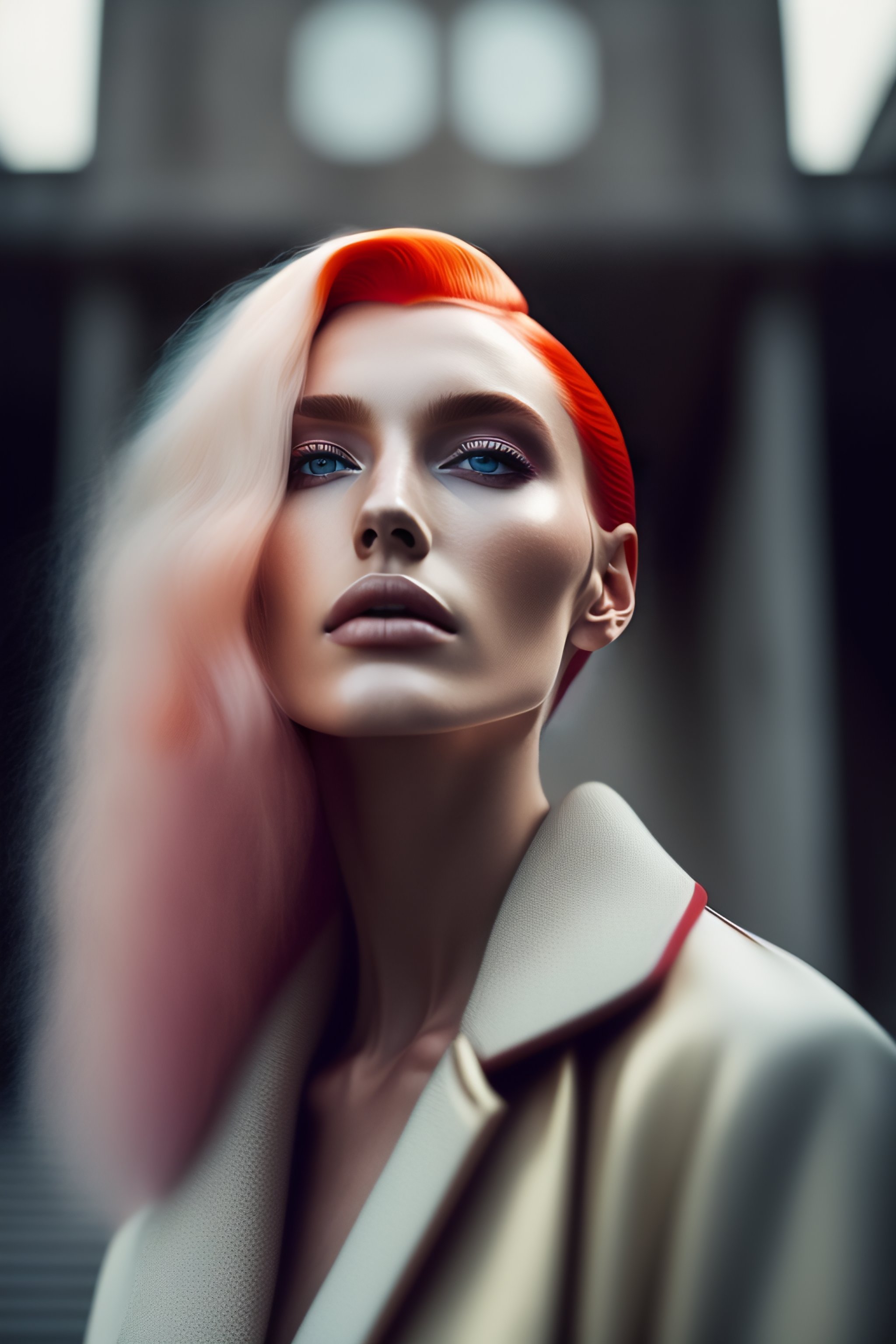 Lexica - Portrait of haute couture beautiful albino fashion model with ...