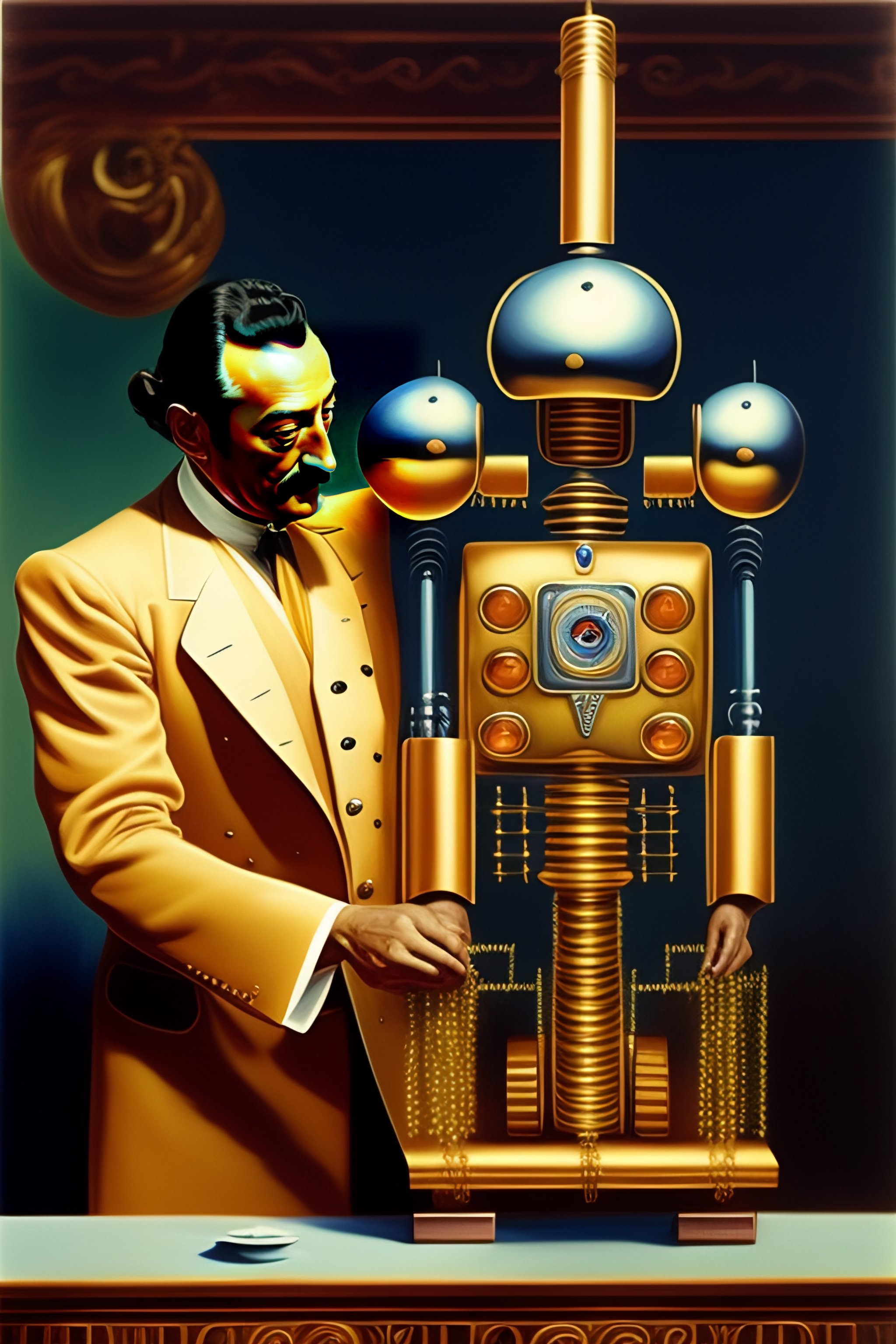 Lexica - Salvador Dali as a robot, he is painting a picture of another ...