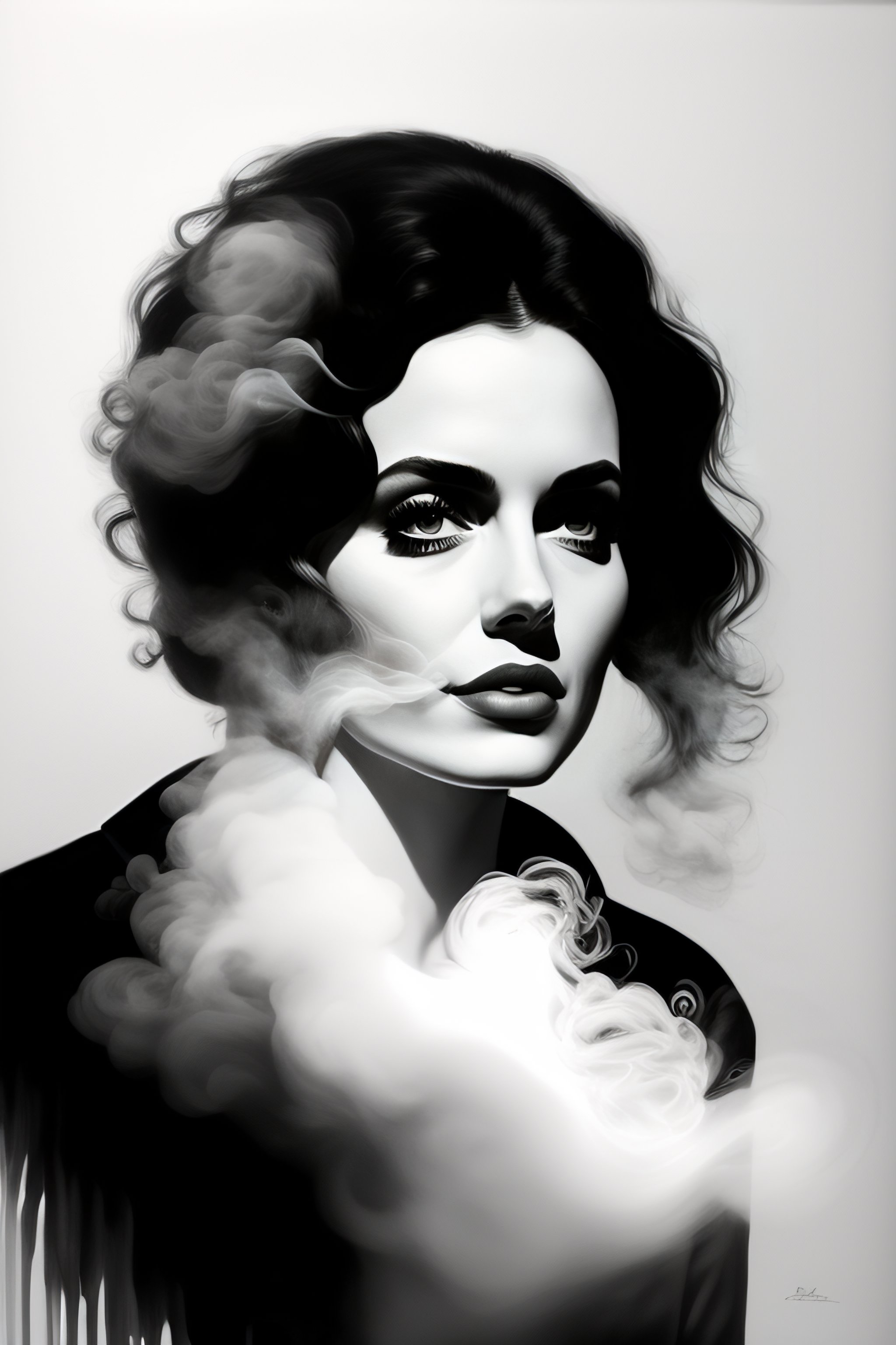 Lexica - Marla singer drawing black and white smoke