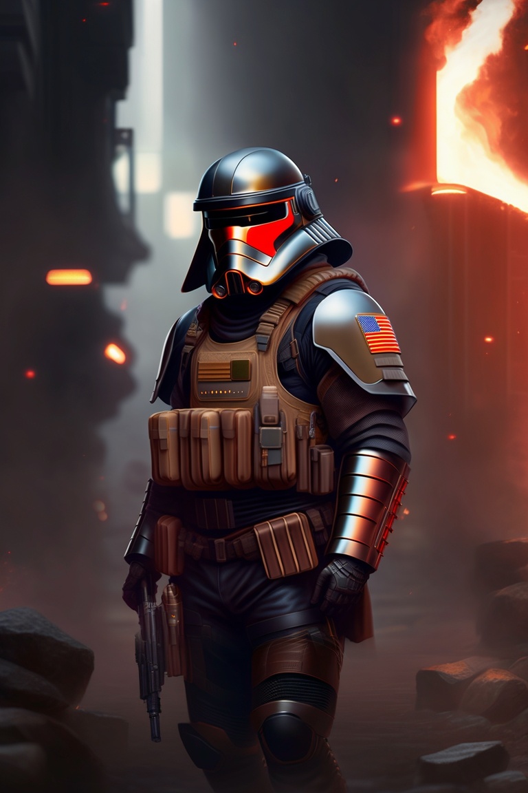 Lexica - A hired mercenary, with military body armour, in a dark ally ...