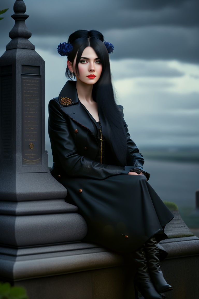 Lexica - Beautiful vampire trad goth girl with black hair, looks like ...