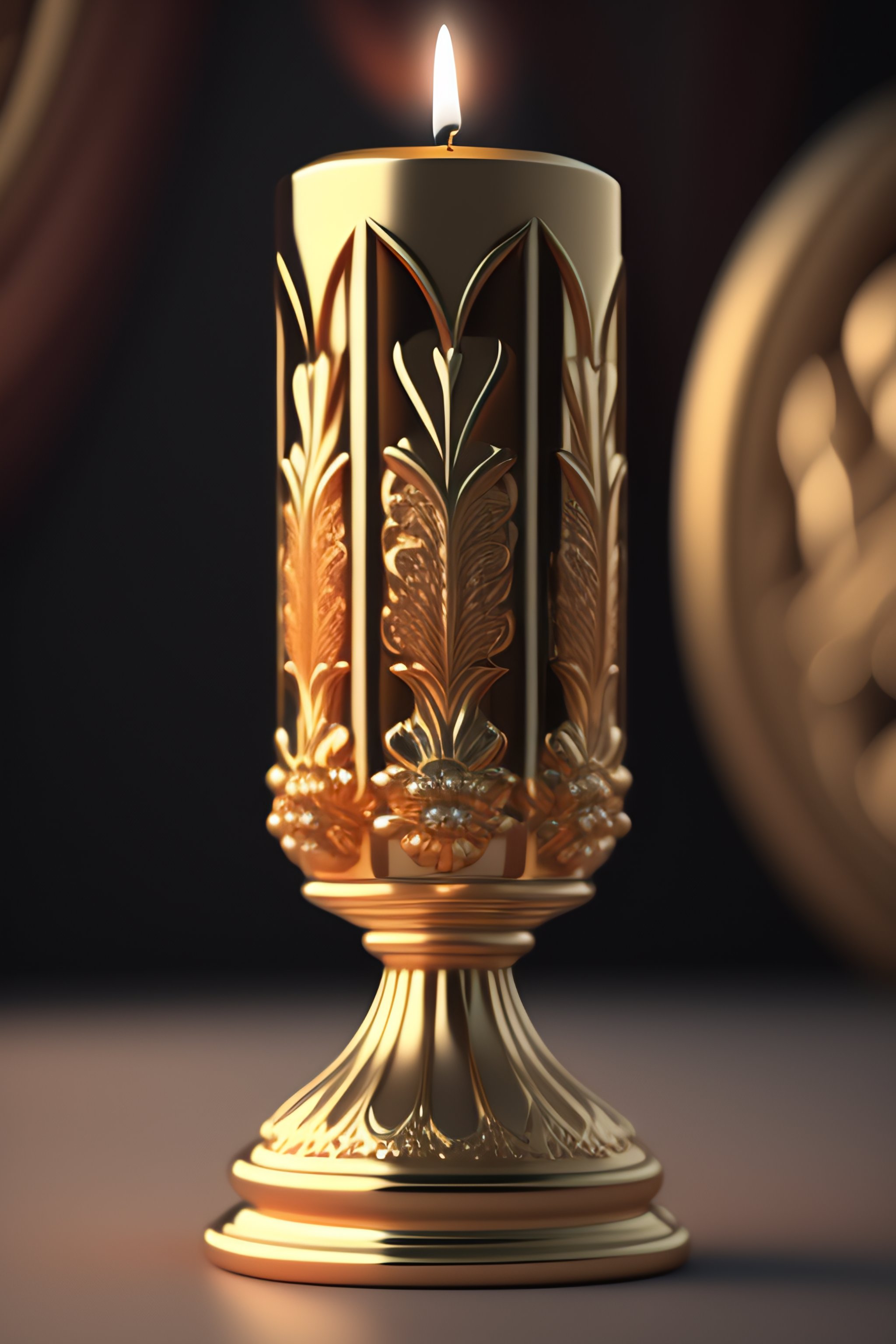 Lexica - Pillar candle with pattern art nouveau, octane render, realistic, hyper details, high ...