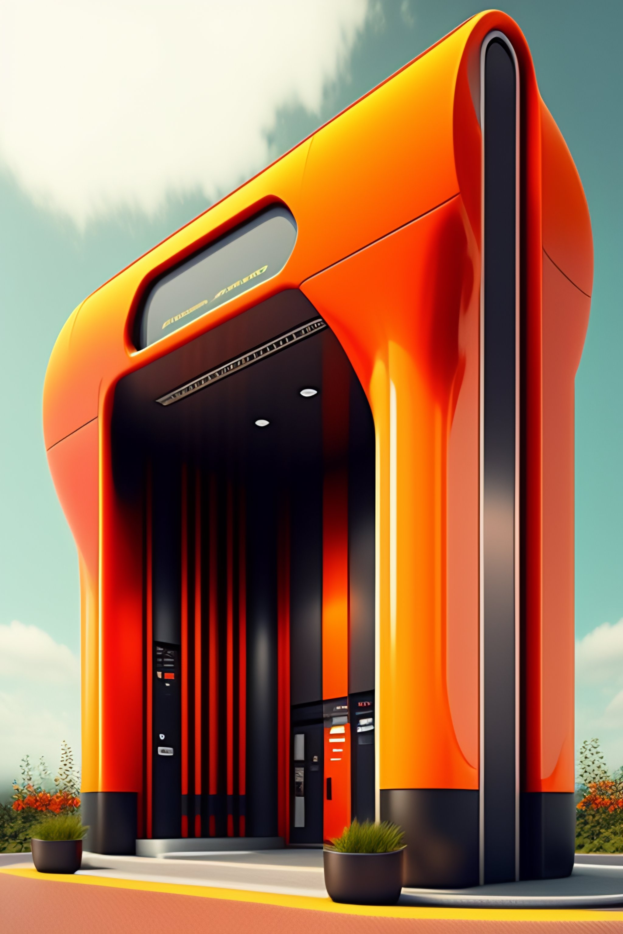 Lexica - Futuristic service station renewable low carbon fuels orange ...