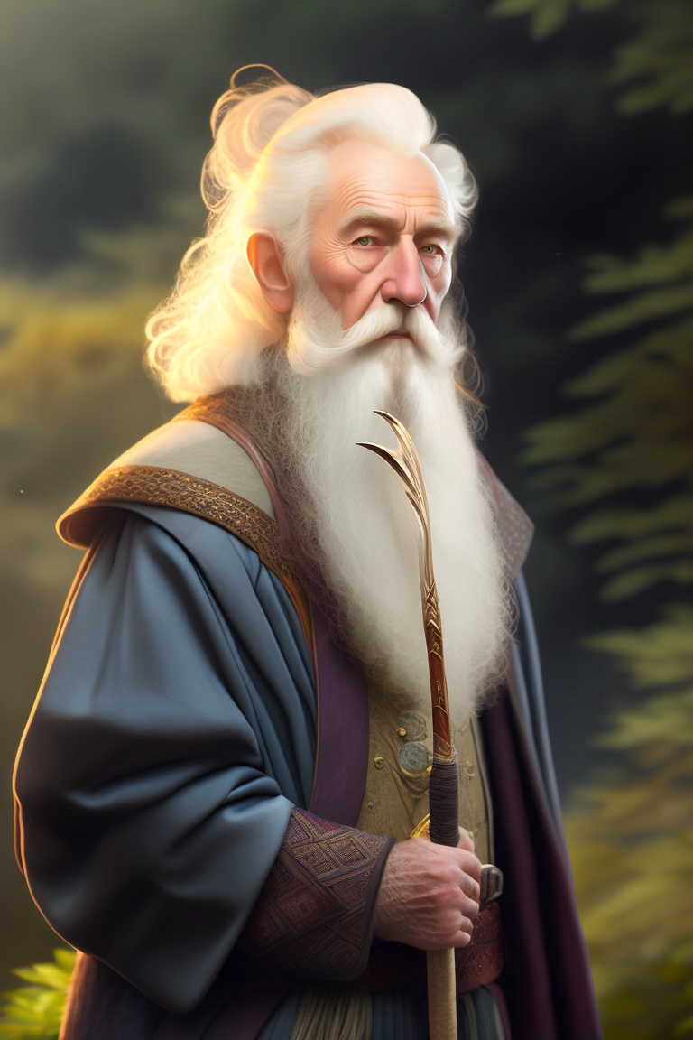 Lexica - Portrait of scruffy skinny very old male druid in rags with ...