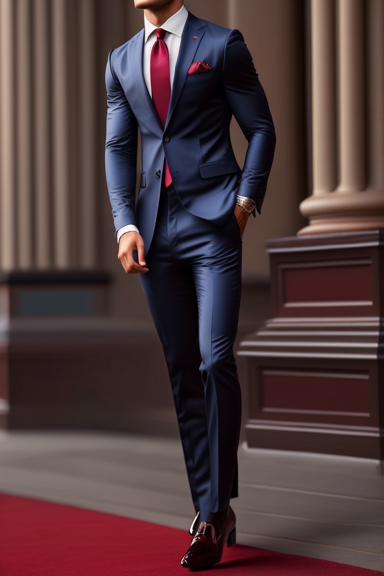 Lexica - A sharp-dressed businessman in a navy blue suit, white dress ...
