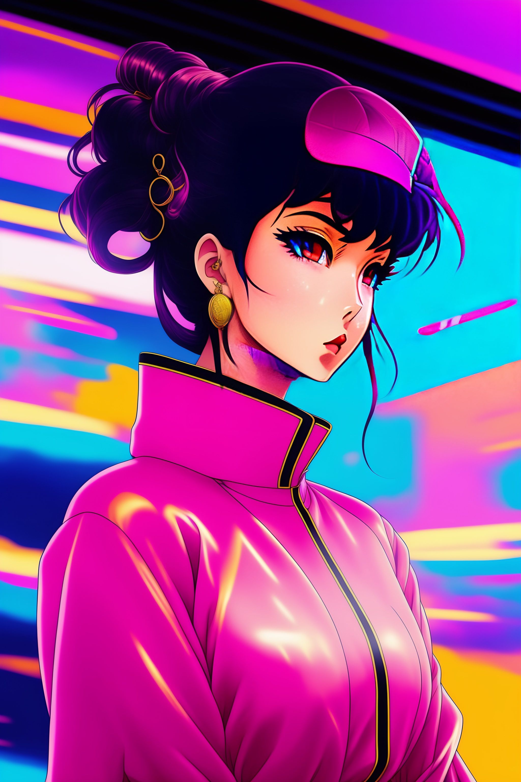 Lexica - Stylish haute couture in the style of 90's vintage anime, neon ...