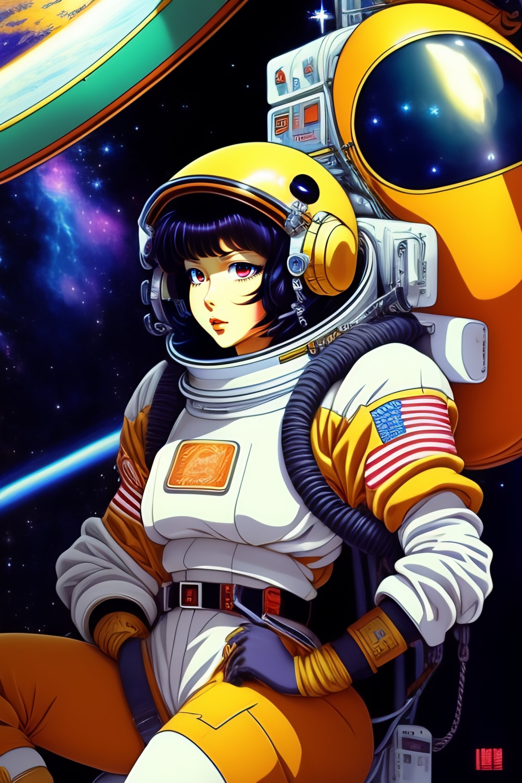 Lexica - Vintage 90's anime aesthetic. fashionable astronaut preparing ...