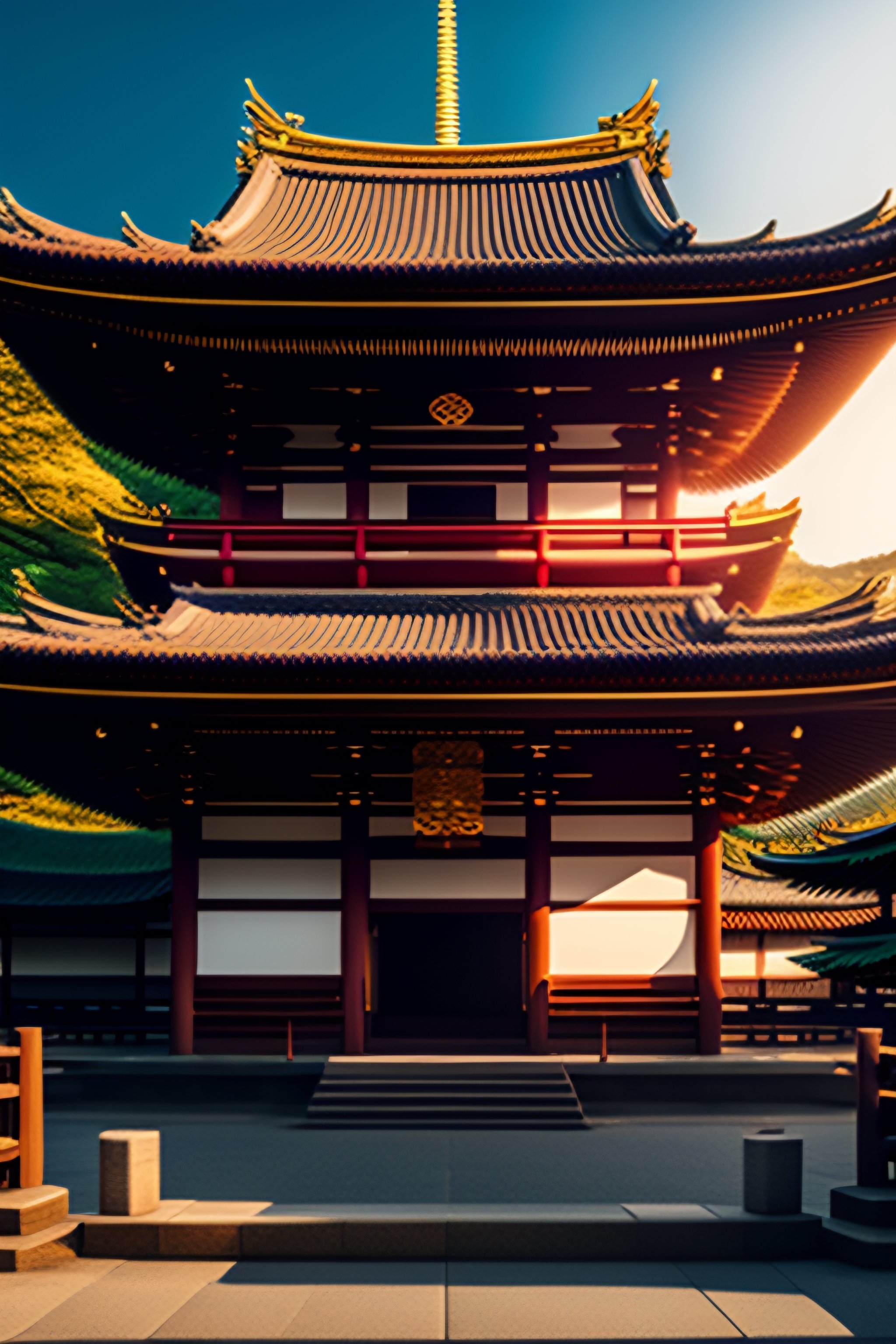 Lexica - Japanese temple background with an arena with a matt like ...