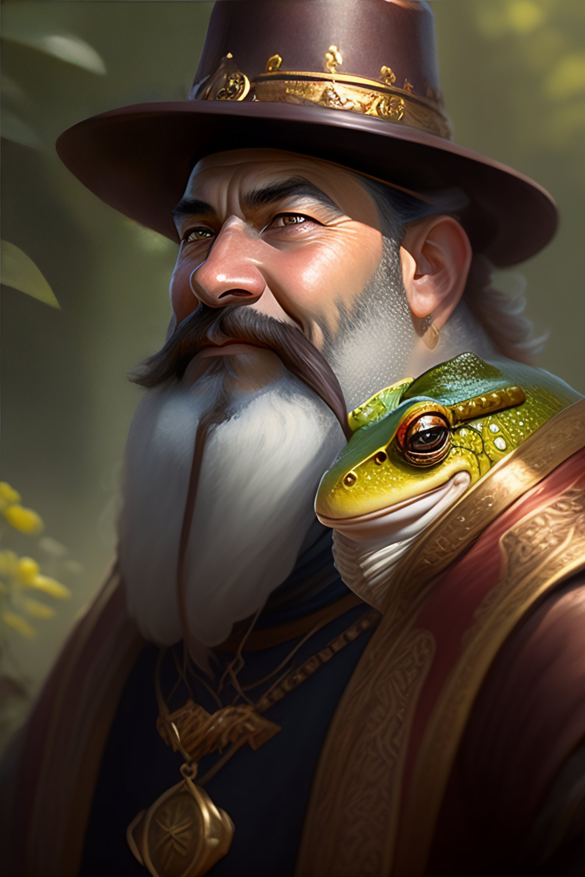 Lexica - A detailed portrait of a frog wise elderman with a beard, by ...