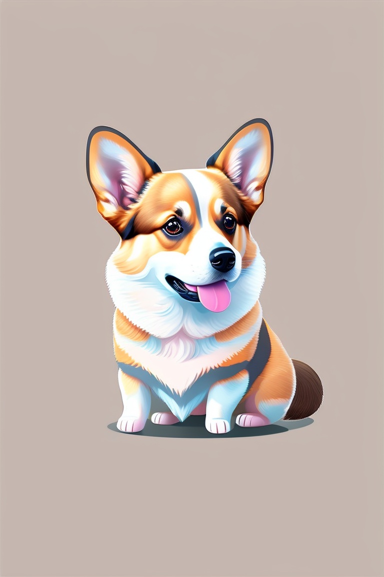 Lexica - Corgi, flat design, white background, head only, cute, kawaii