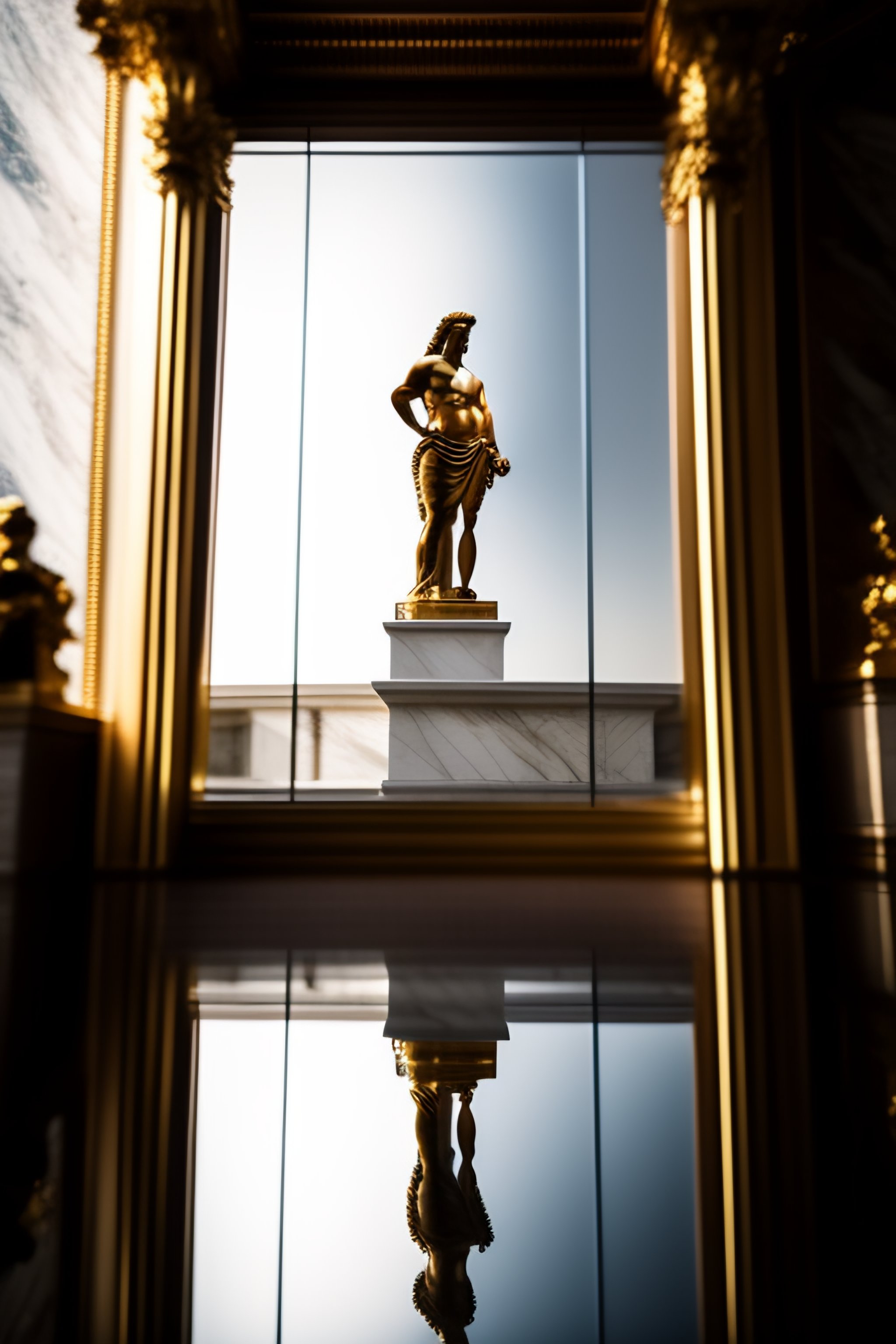 Lexica - Photo of a bronze statue of da vinci's david, gleaming ...