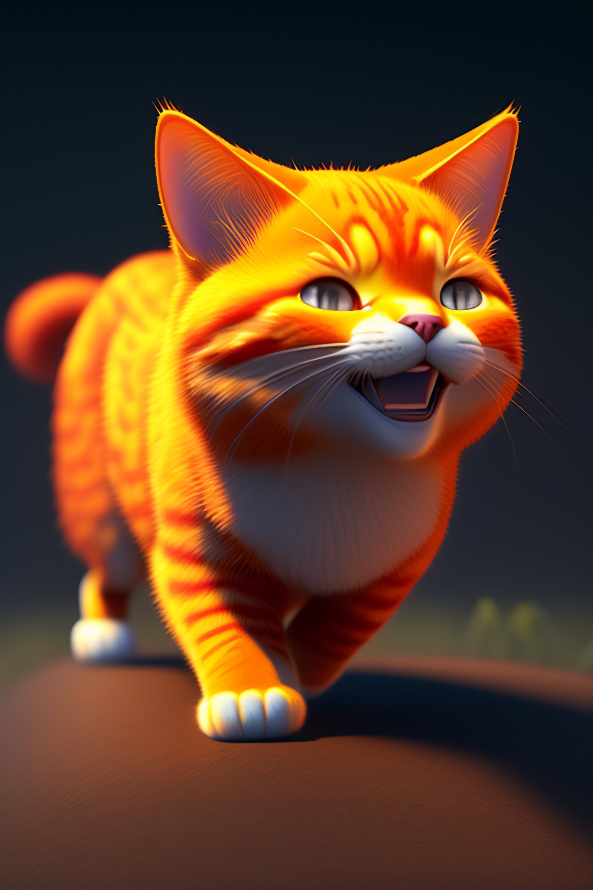 Lexica - Orang fury cat, long hai short legs, pixar style, moor cartoon ...