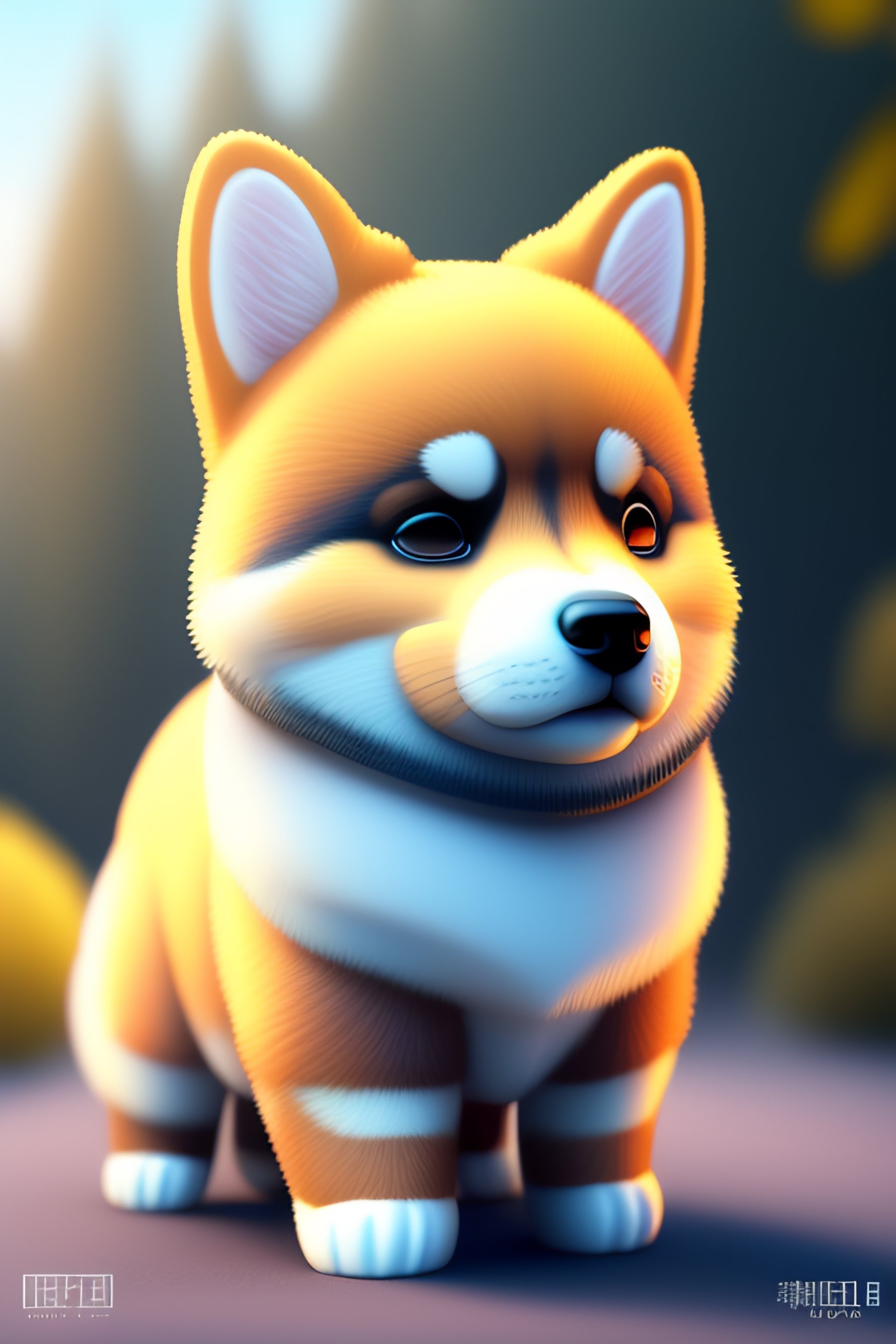 Lexica - CUTE AND ADORABLE CARTOON FLUFFY AKITA INU WITH CAP , FANTASY ...