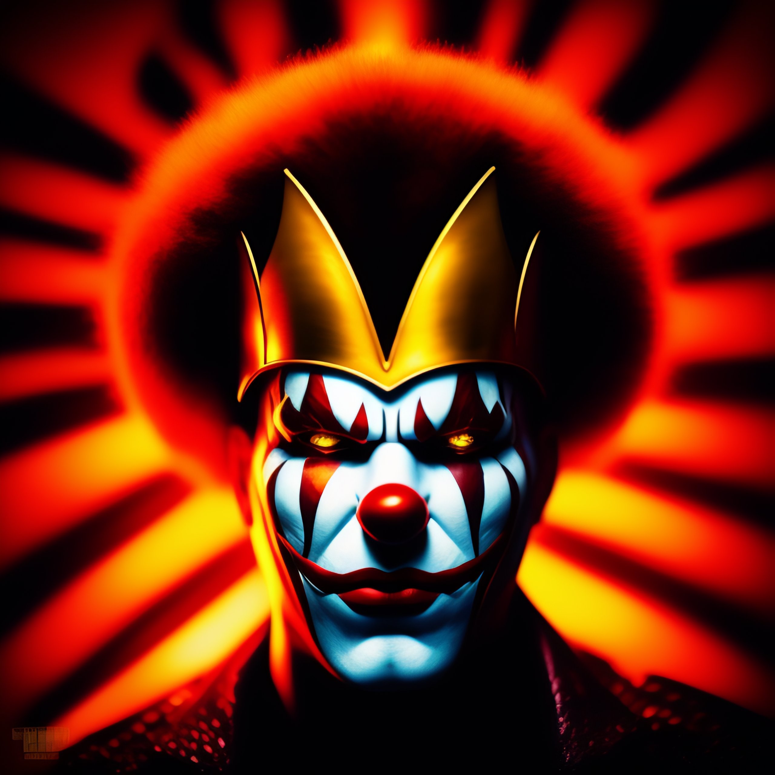 Lexica - Marvel comic style, crown of flames, horror, clown, ambient ...