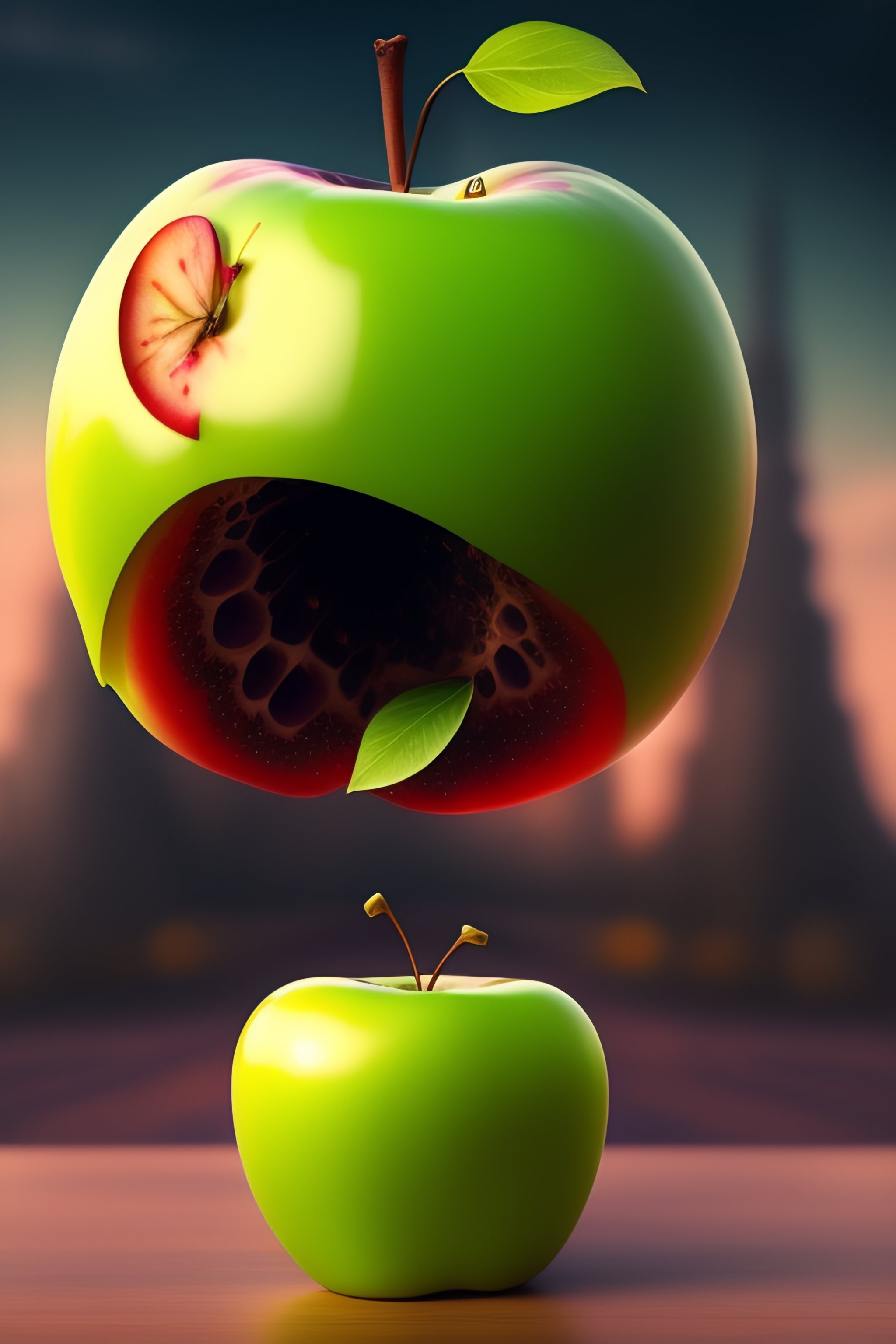 Lexica - A robot eat an apple