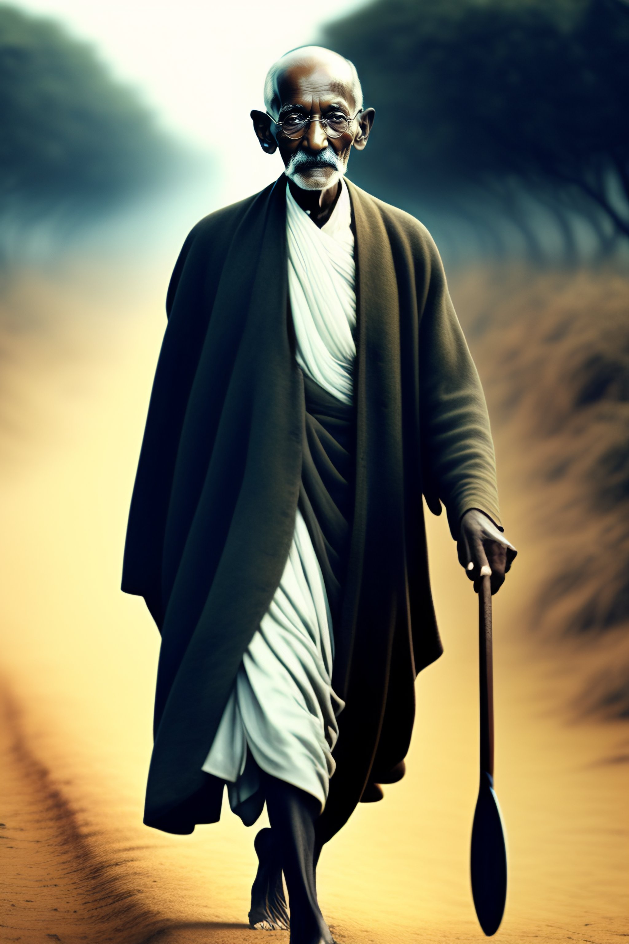 Lexica - Mahatma gandhi walking with the stick