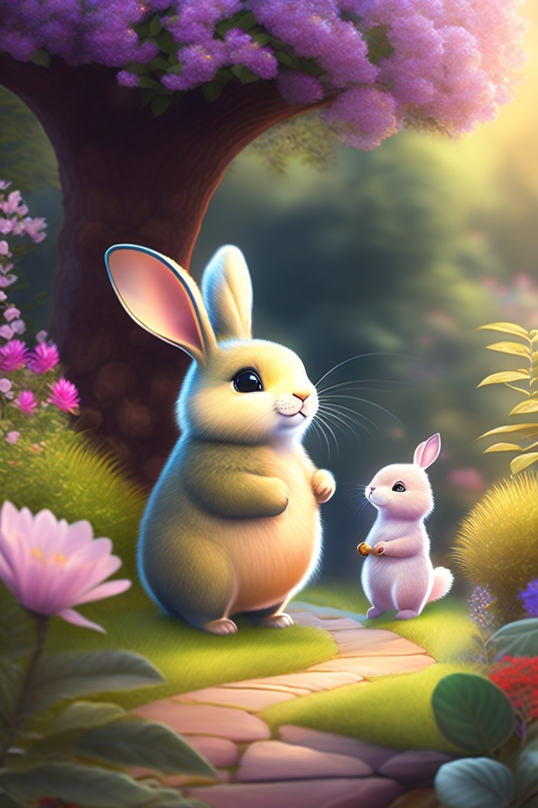 Lexica - Rosie the little rabbit and her friends entered the garden ...