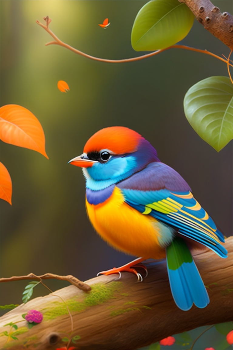 Lexica - Depict a charming scene where Ava, the little bird, is perched ...