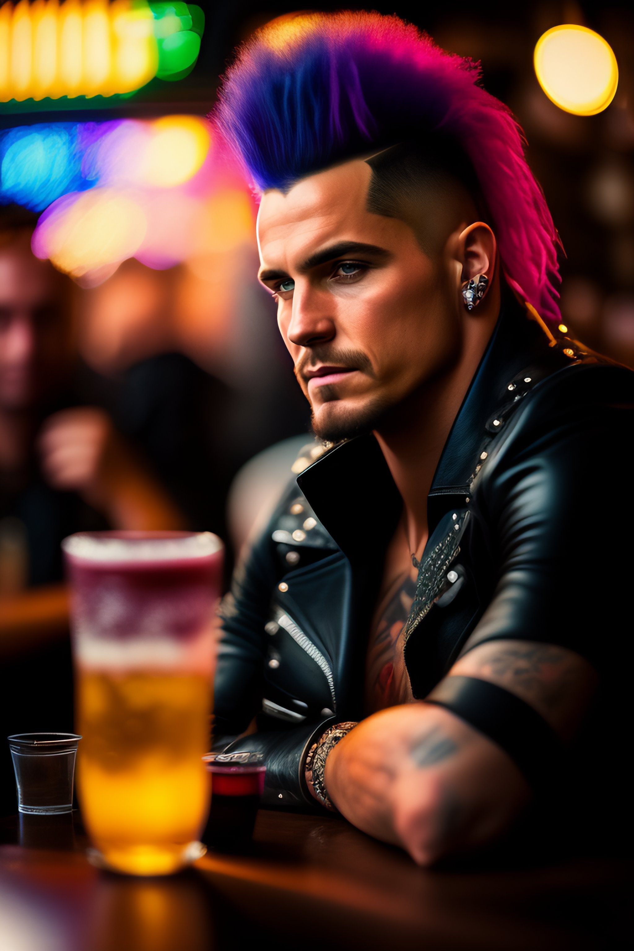Lexica - Portrait of a punk rocker in a bar, photo
