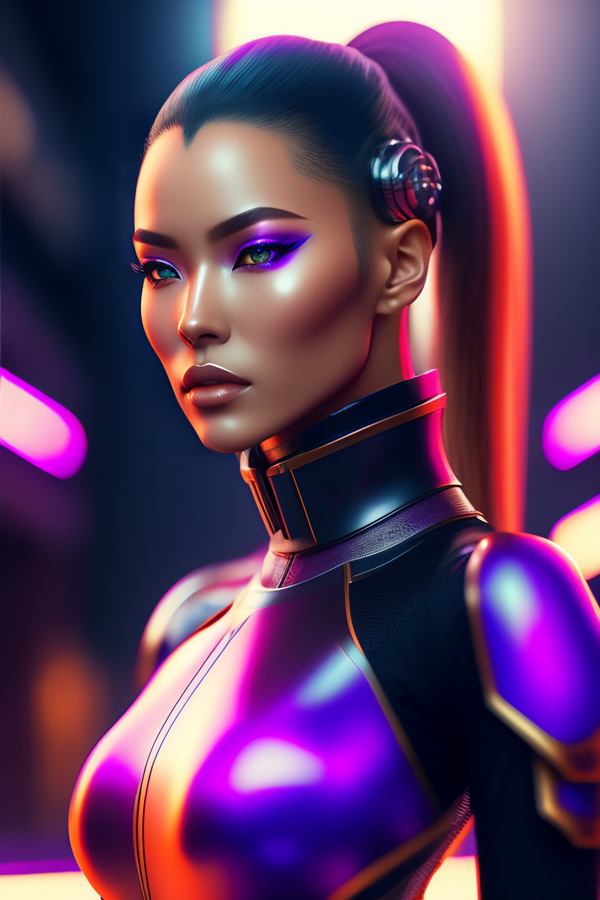 Lexica - Beautiful female cyborg wearing futuristic cyberpunk fashion ...