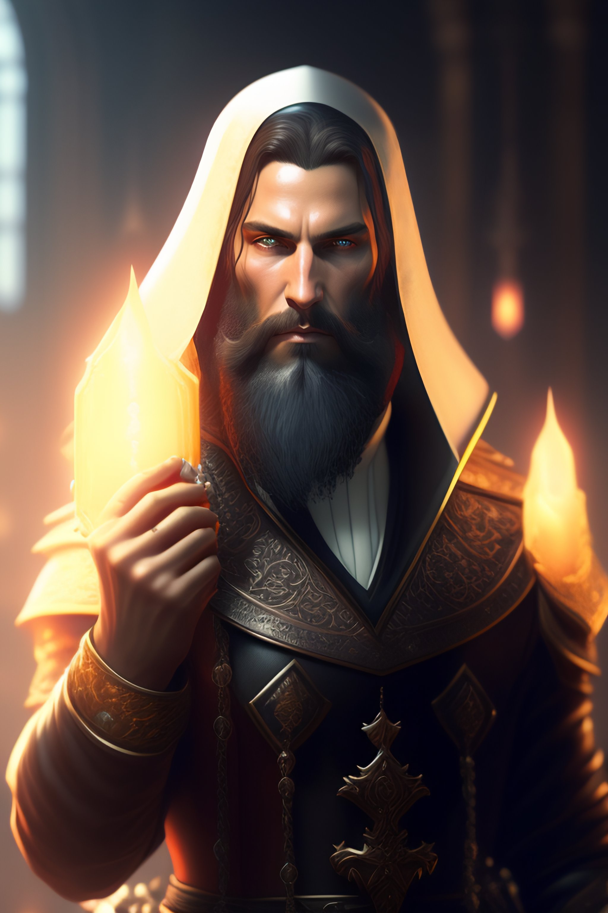 Lexica - Rasputin holding a leather pouch of white powder, necromancer ...