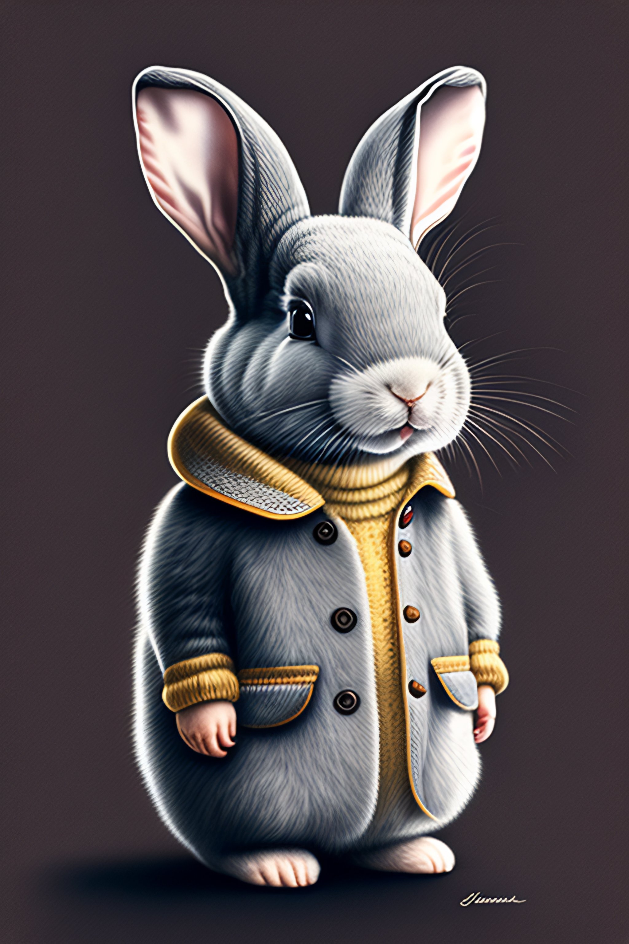 Lexica - Grey bunny with clothes illustration
