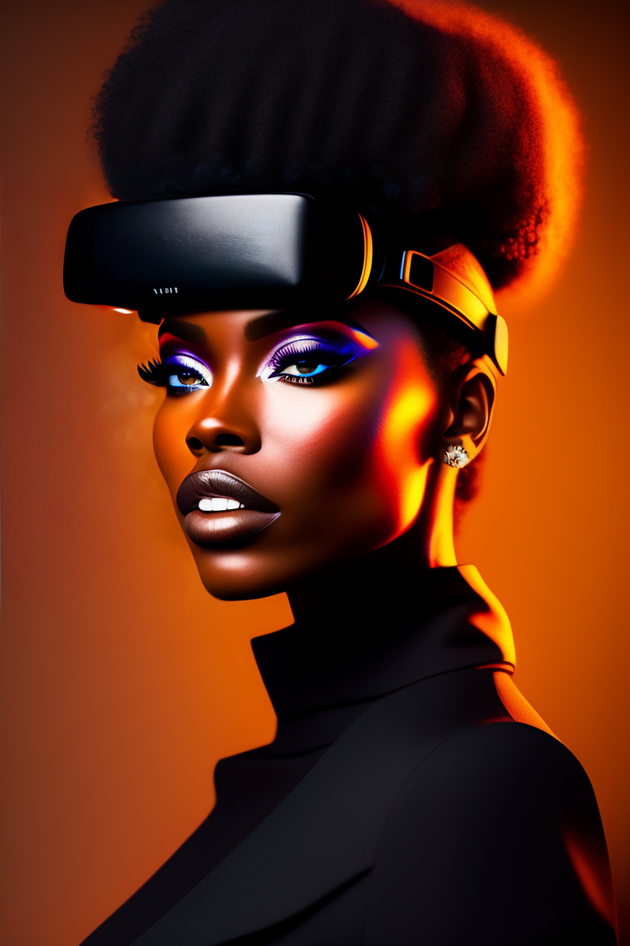 Lexica - Futuristic black model with innovative oculus headset - deco ...