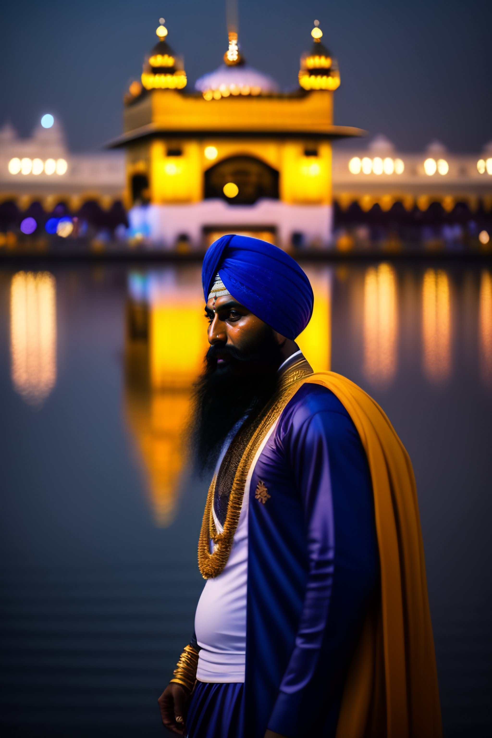 Lexica - A sikh posing for a selfie in front of the golden temple ...