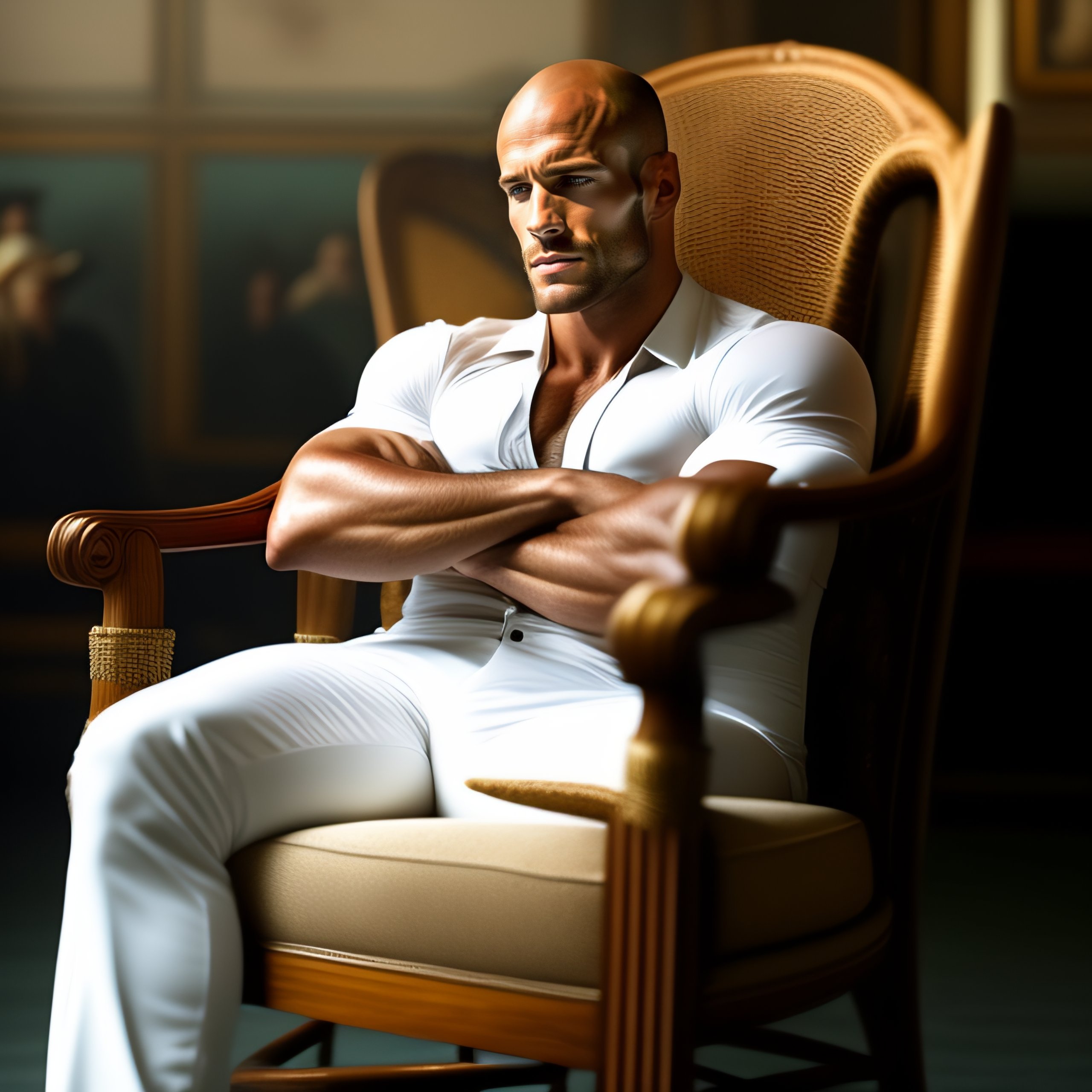 Lexica - Jasson statham sitting on a chair