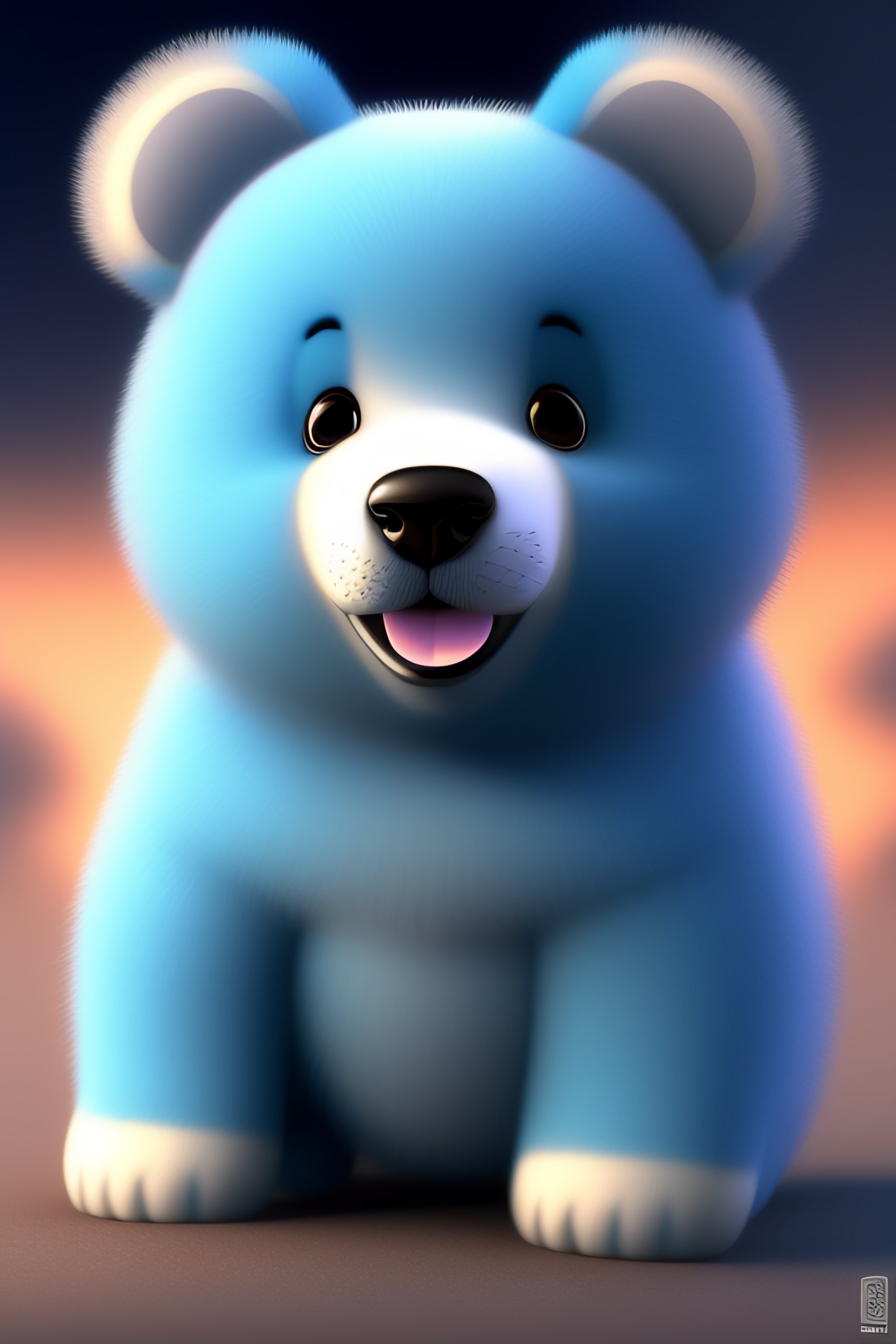 Lexica - Barnoo is a small, extremely cute, loveable, furry bright blue bear with a big oval ...