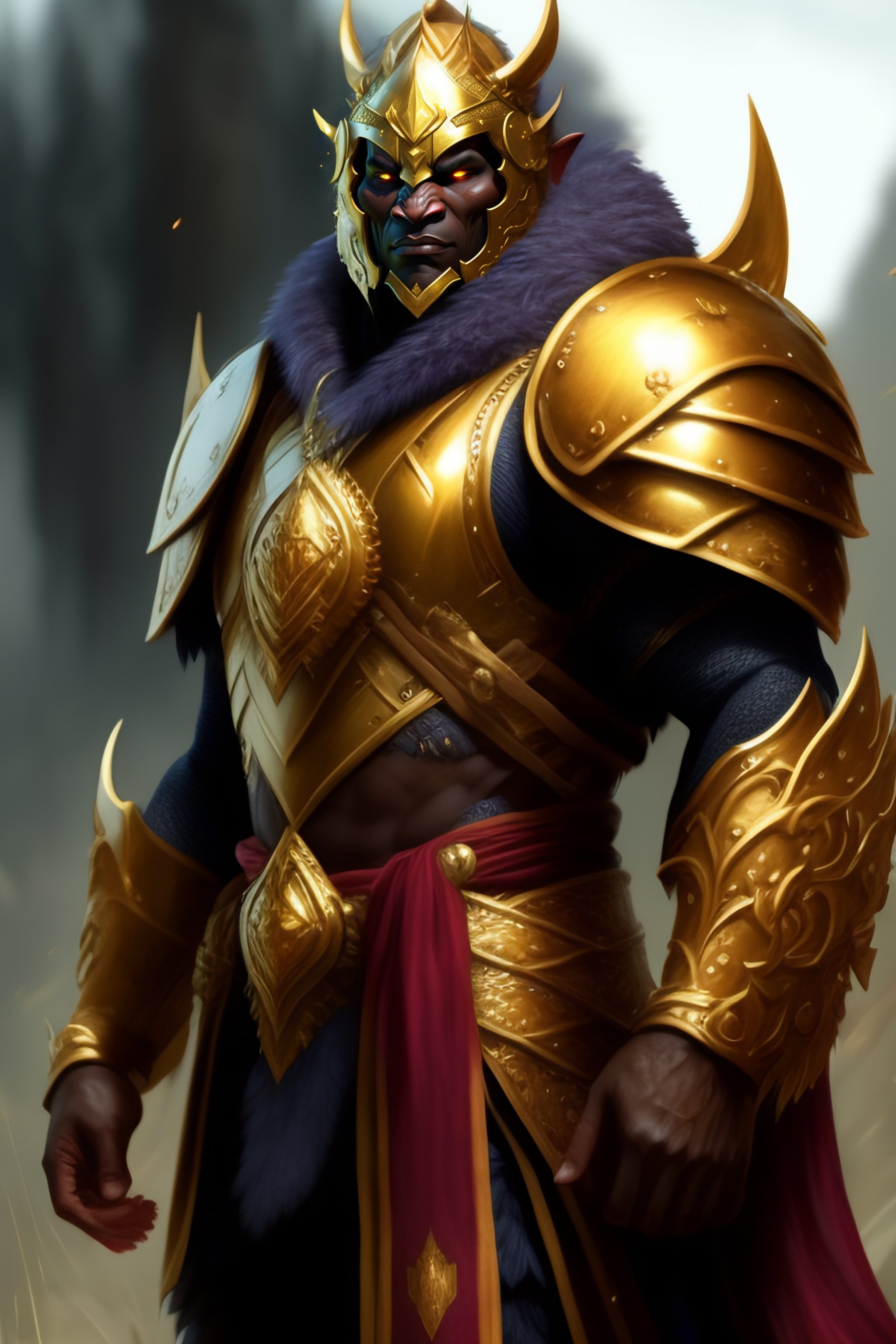 Lexica - An orc with gold armor in a very detailed and realistic ...