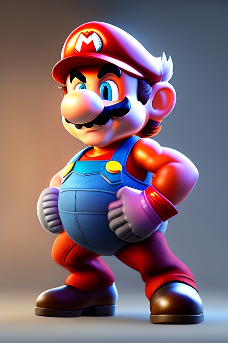 Lexica - Pixar art movie style, Super mario looking determined