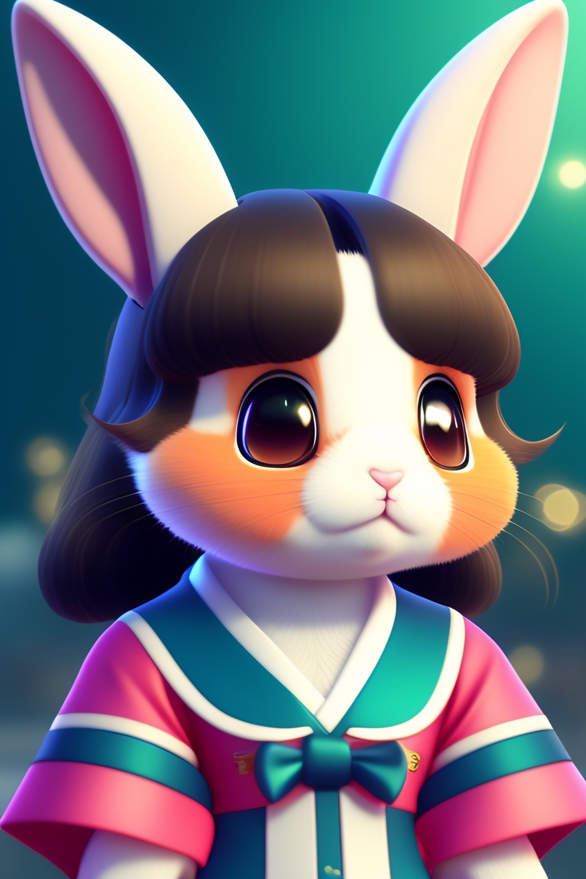 Lexica - Cute Rabbit Japanese kawaii style. at an virtual idol concert