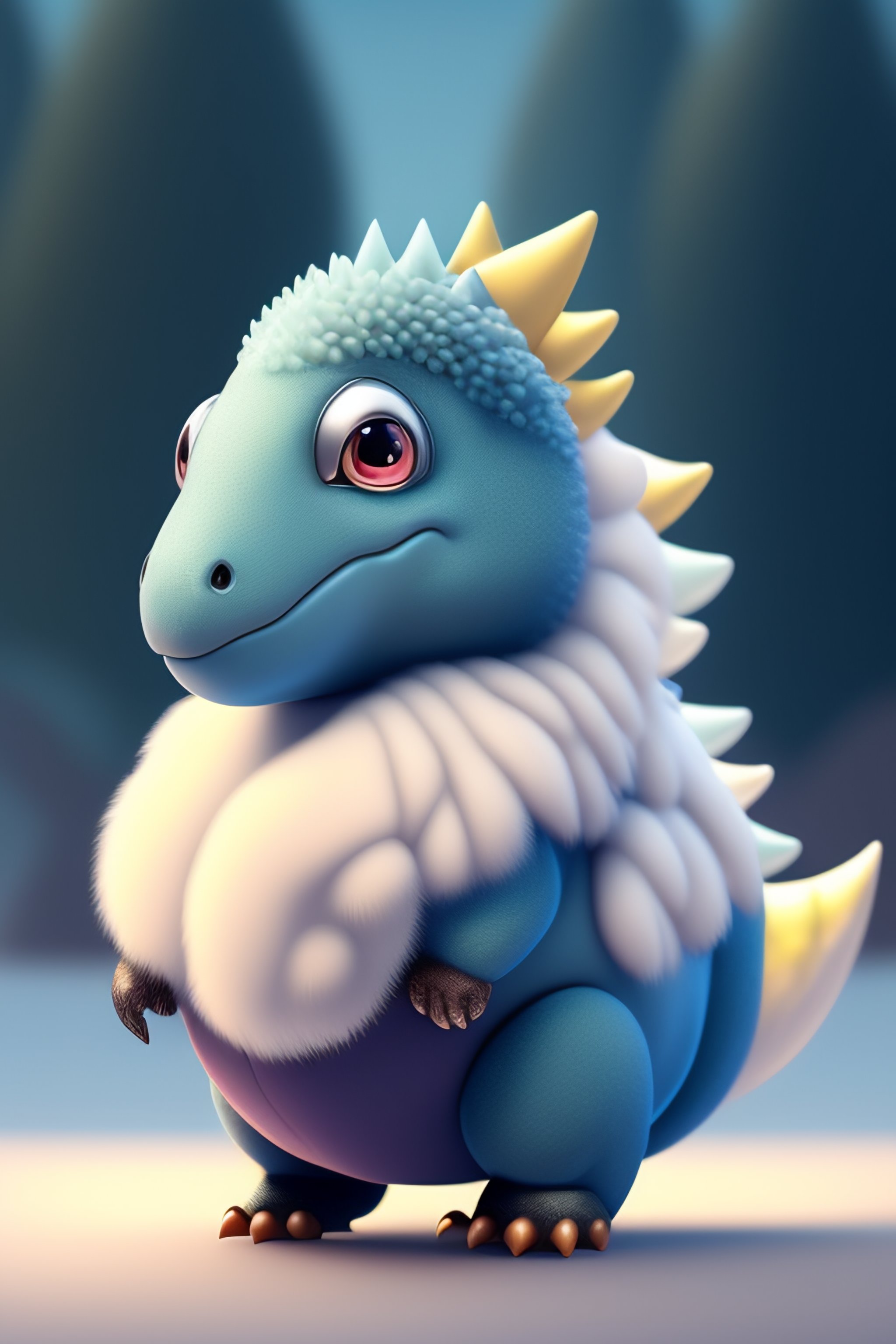 Lexica - CUTE AND ADORABLE CARTOON FLUFFY dinosaur, silver, DREAMLIKE ...