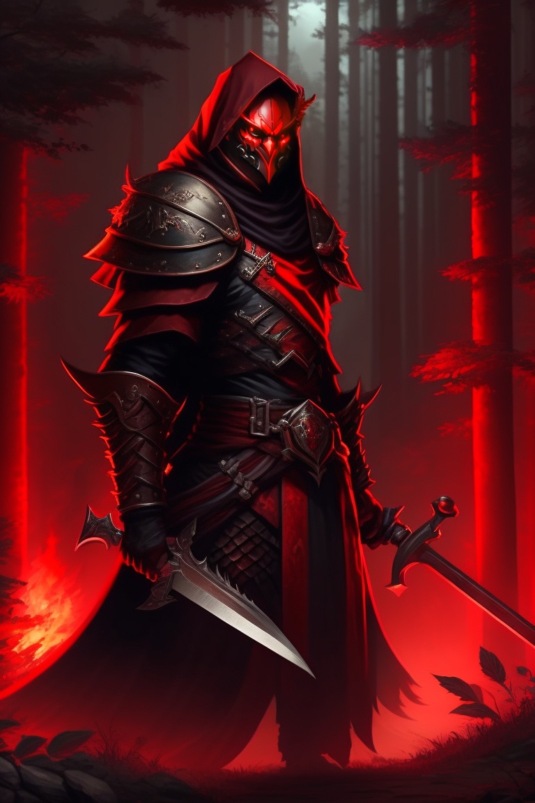 Lexica - Demonic knight, holding a scythe , horror, scary, red colors ...