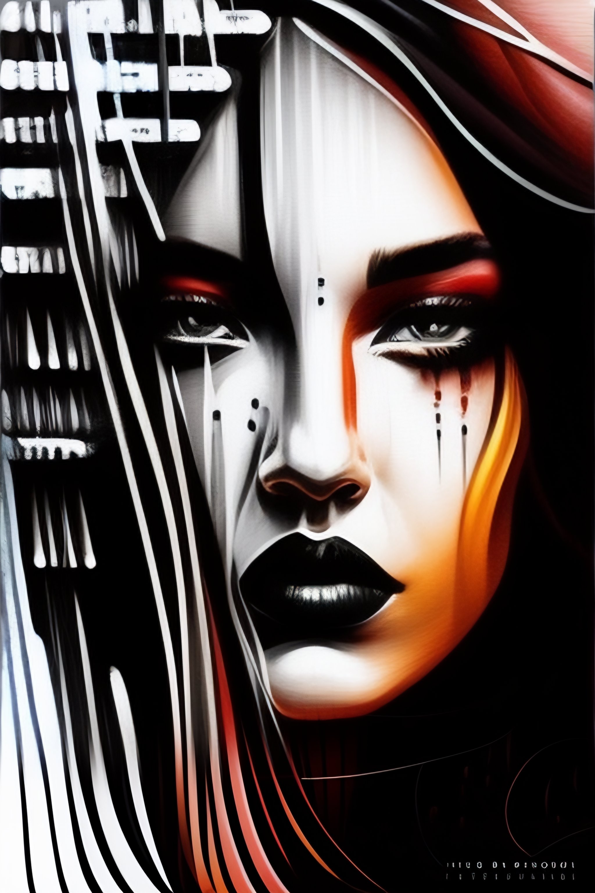 Lexica - Abstract creepy face drawn with lines