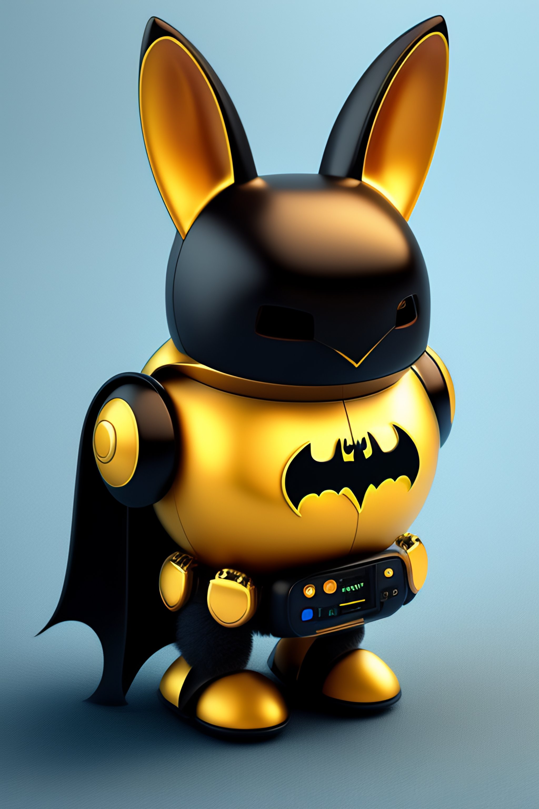 Lexica - Soft batman Bunny robot working on a smartphone